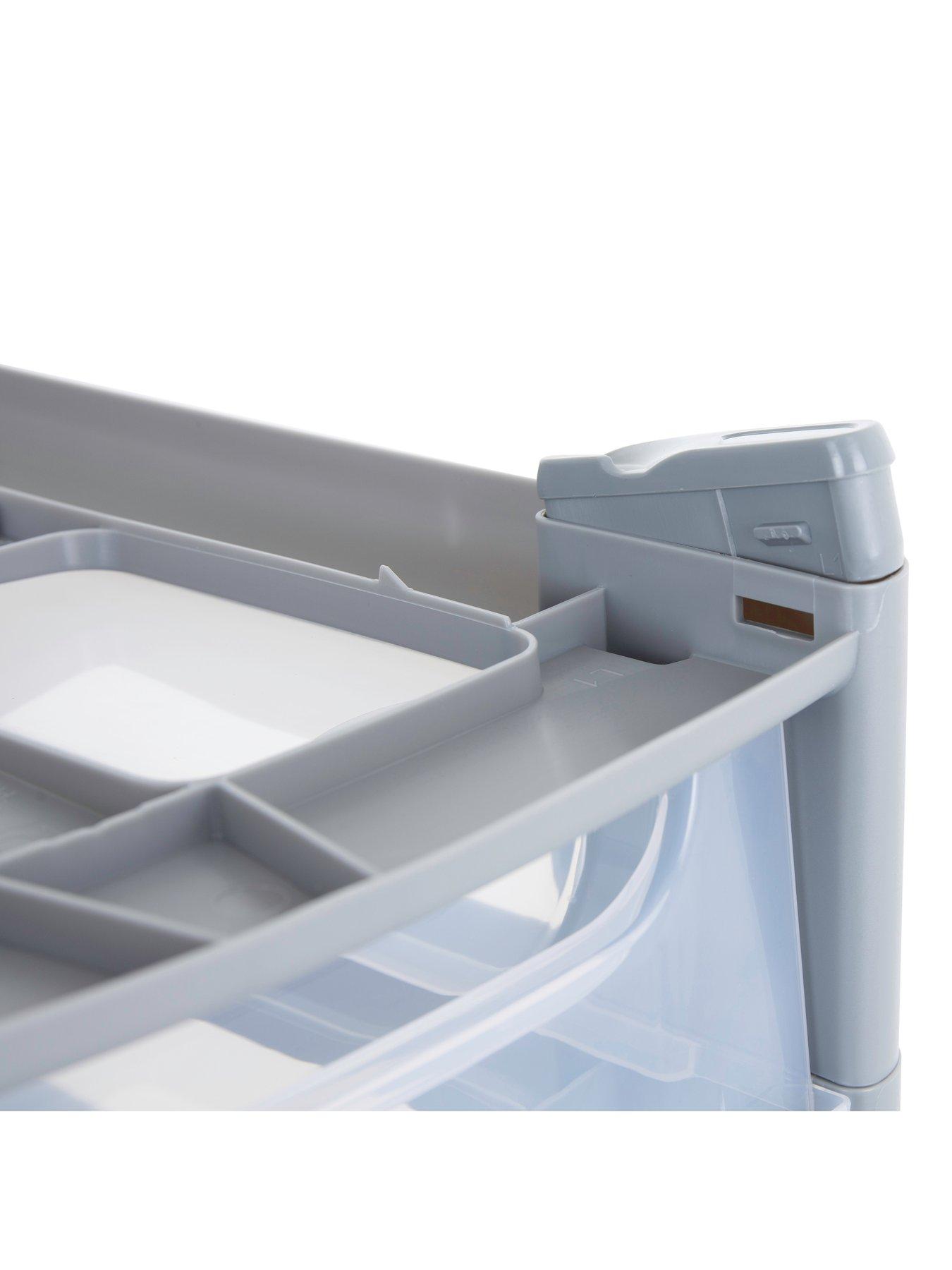 Wham Shallow 4-Drawer Storage Unit in Light Grey | Very.co.uk