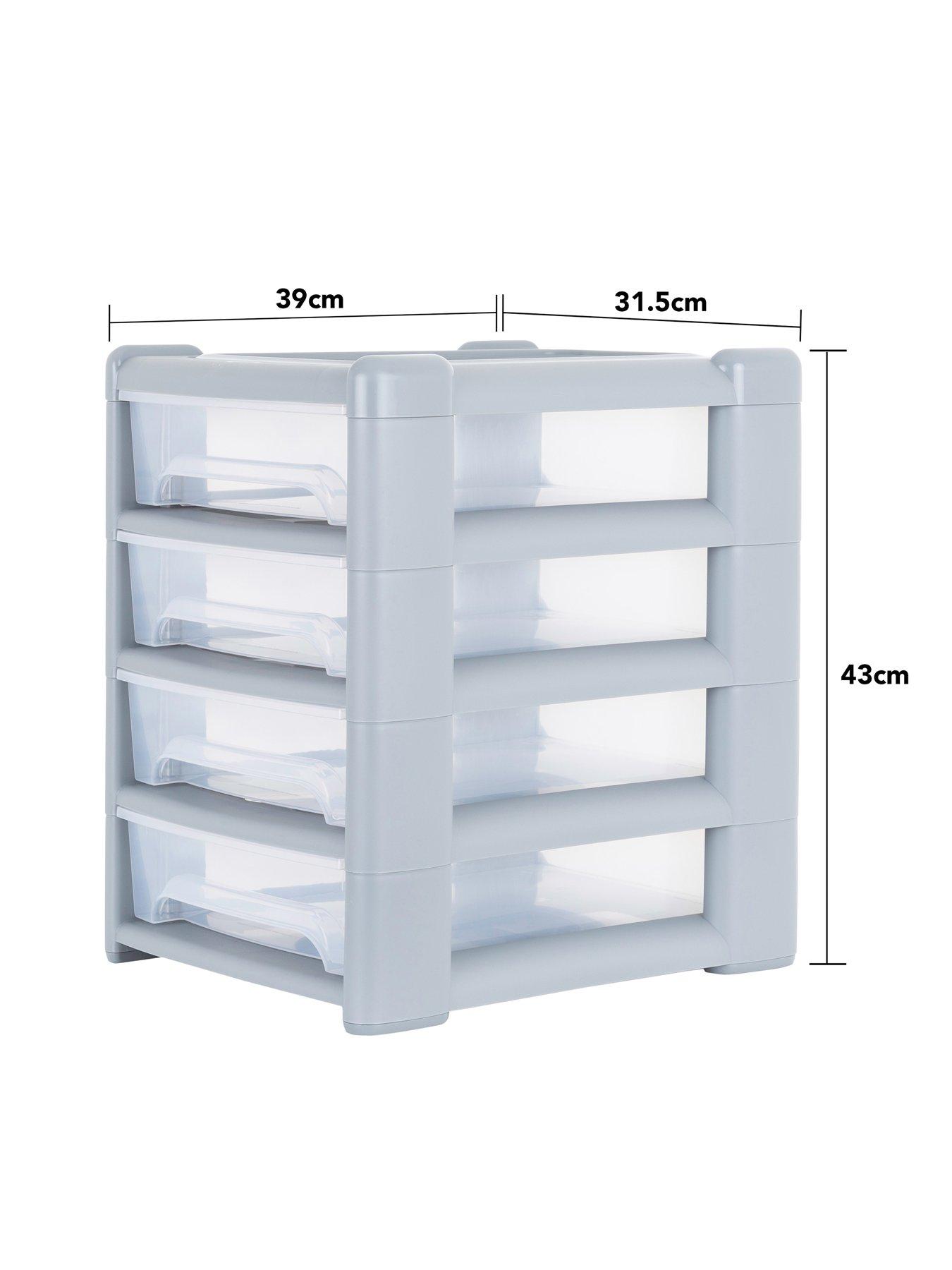 Wham Shallow 4-Drawer Storage Unit in Light Grey | Very.co.uk