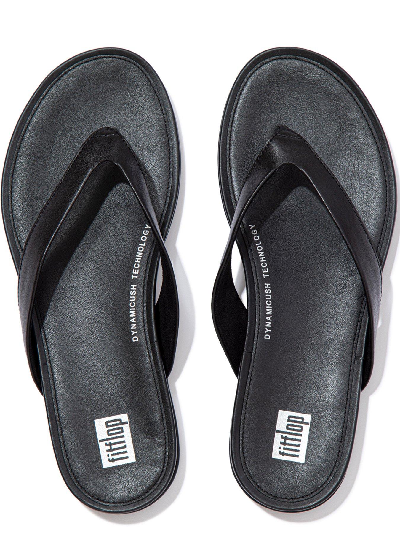 Black leather flip flops store