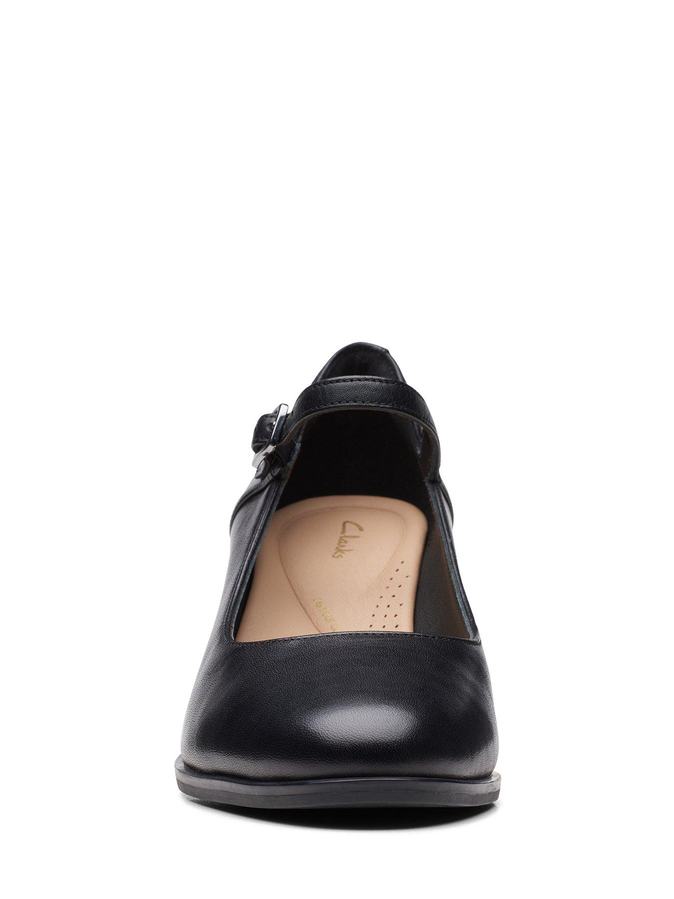 Clarks Freva55 Strap Court Shoes - Black Leather | Very