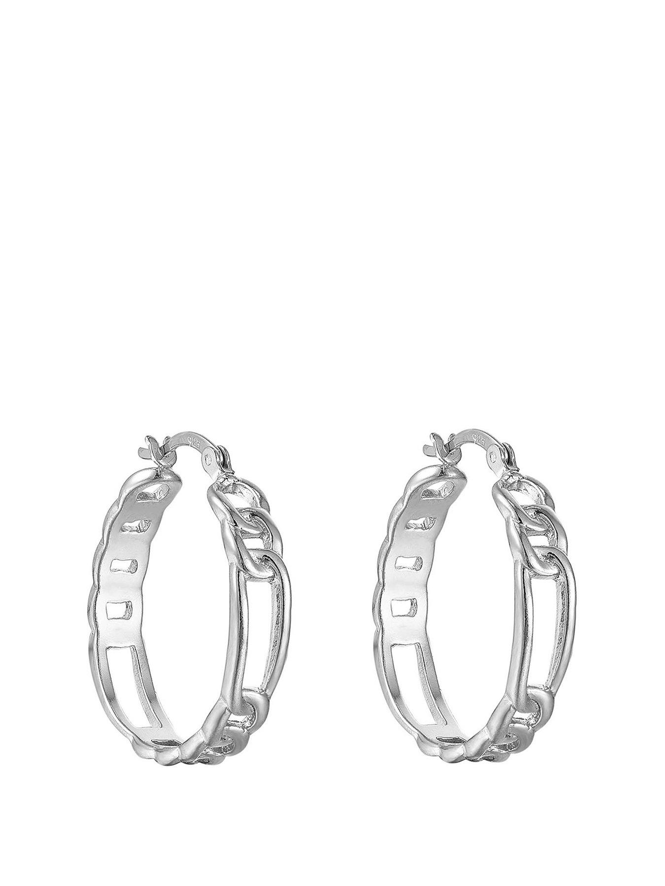 Seol + Gold Sterling Silver Figaro Chain Hoop Earrings | Very