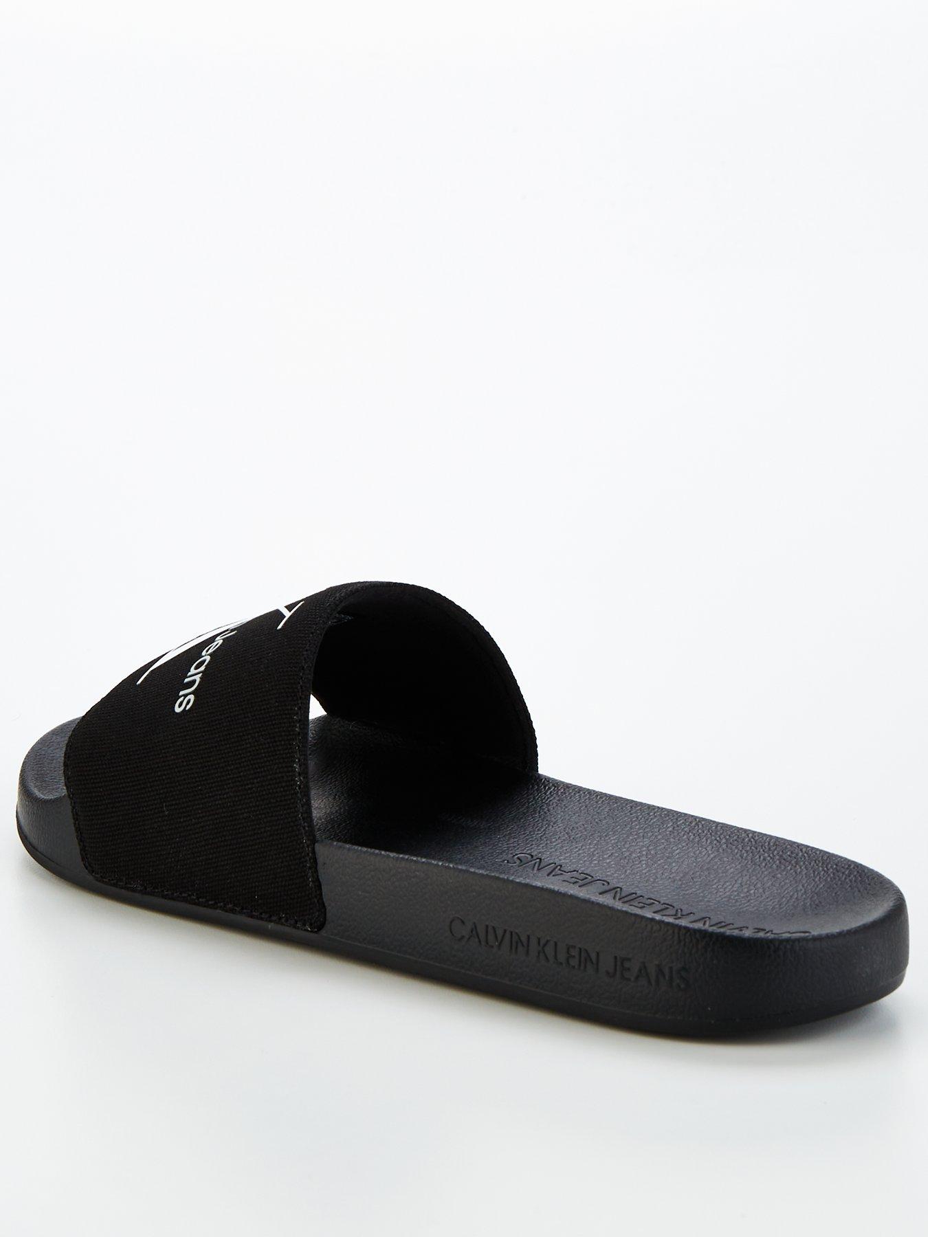 Calvin Klein Jeans Monogram Slides - Black | Very.co.uk