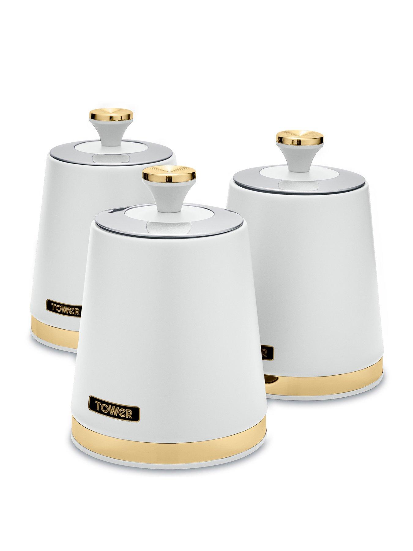 Tower Cavaletto Storage Canisters in White – Set of 3 | very.co.uk