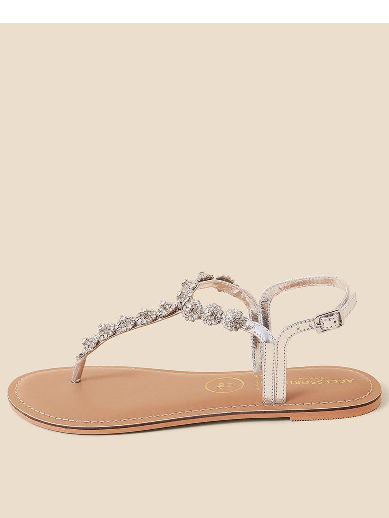 Accessorize Reno Silver Sparkle Wide Fit Sandal | very.co.uk
