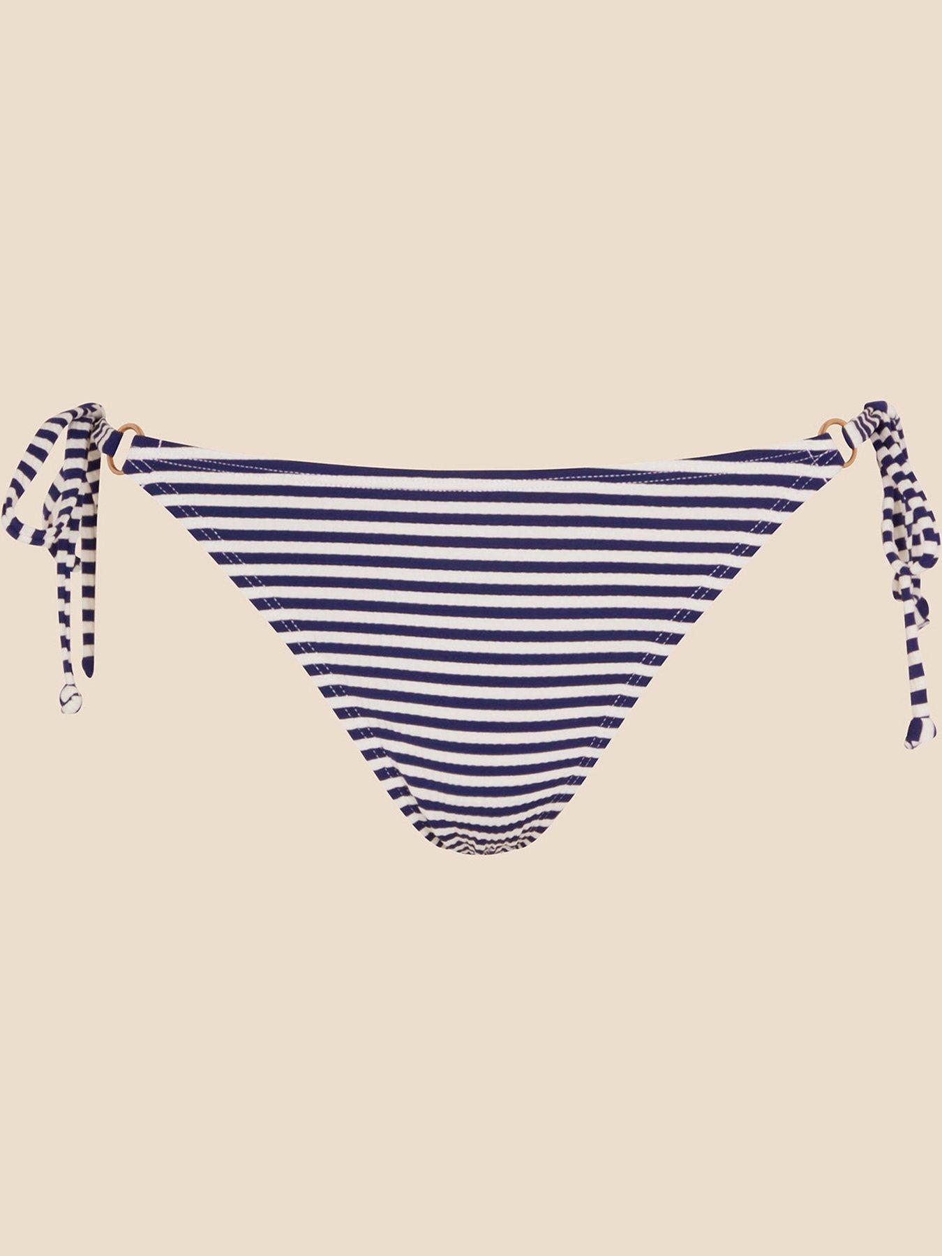 Accessorize Ring Detail Stripe Bikini Bottoms - Navy | Very