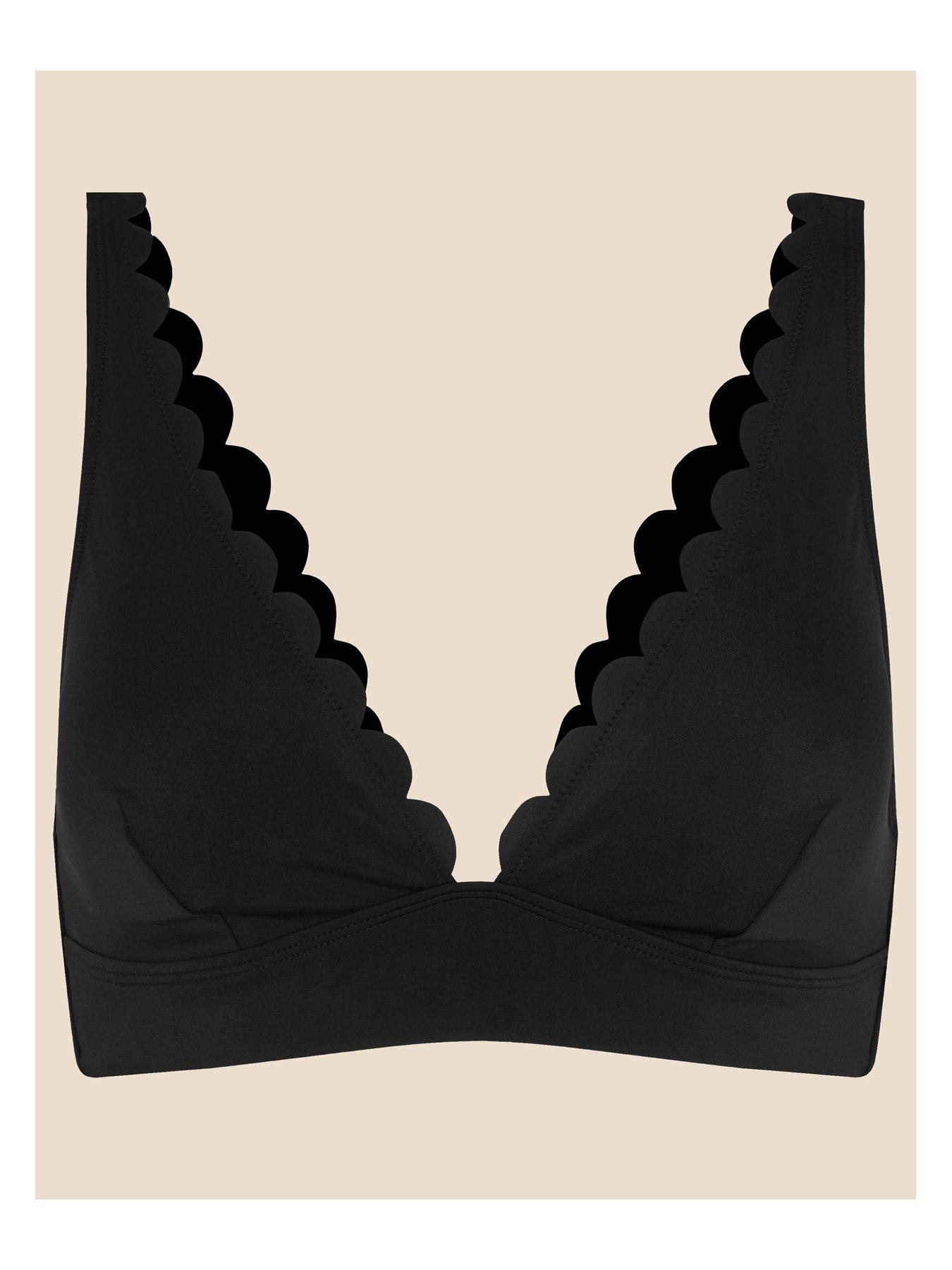 Accessorize Scallop Trim High Apex Bikini Top - Black | Very