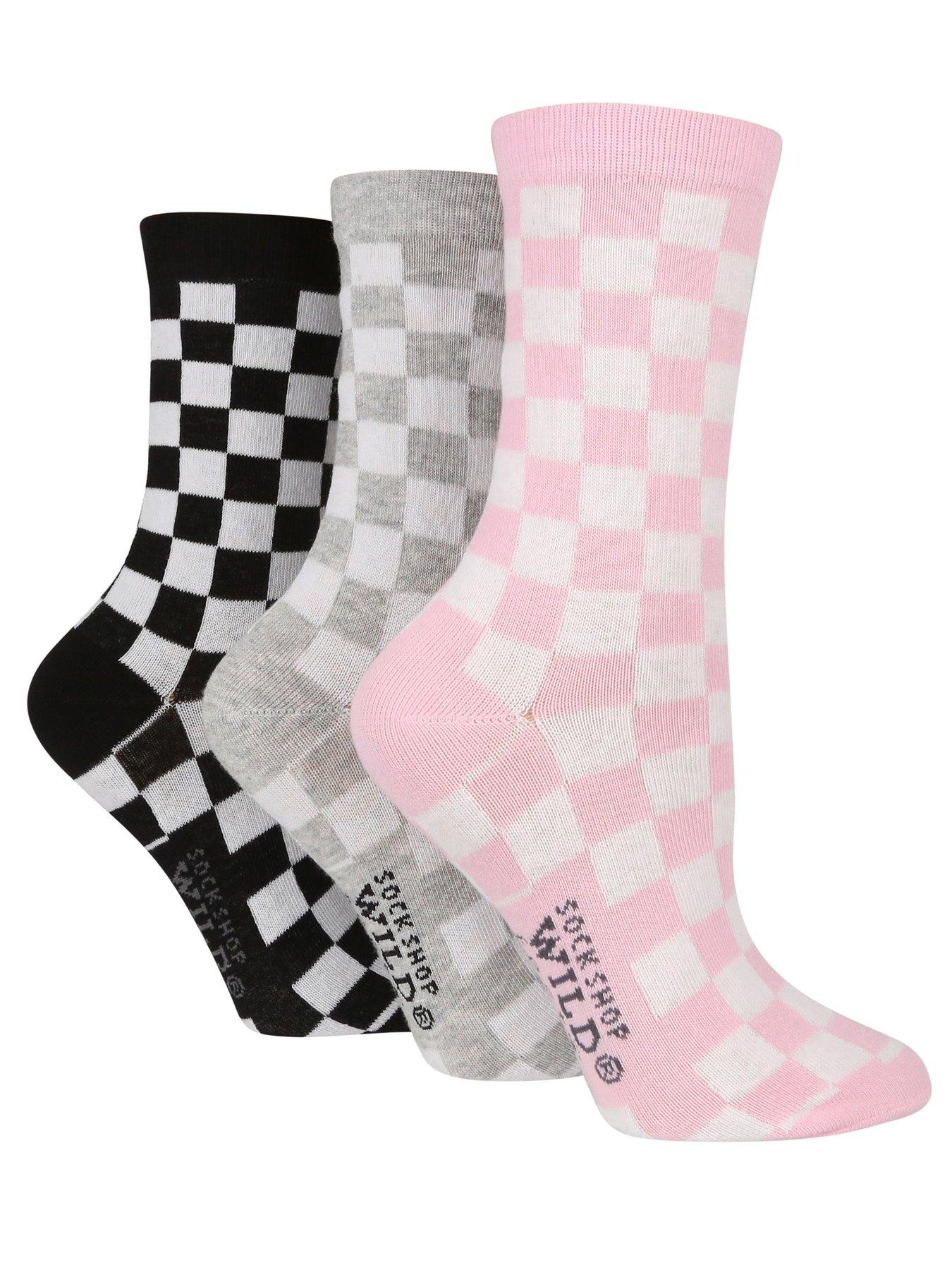 Wild Feet Checkerboard Socks 3 Pack - Multi | Very.co.uk