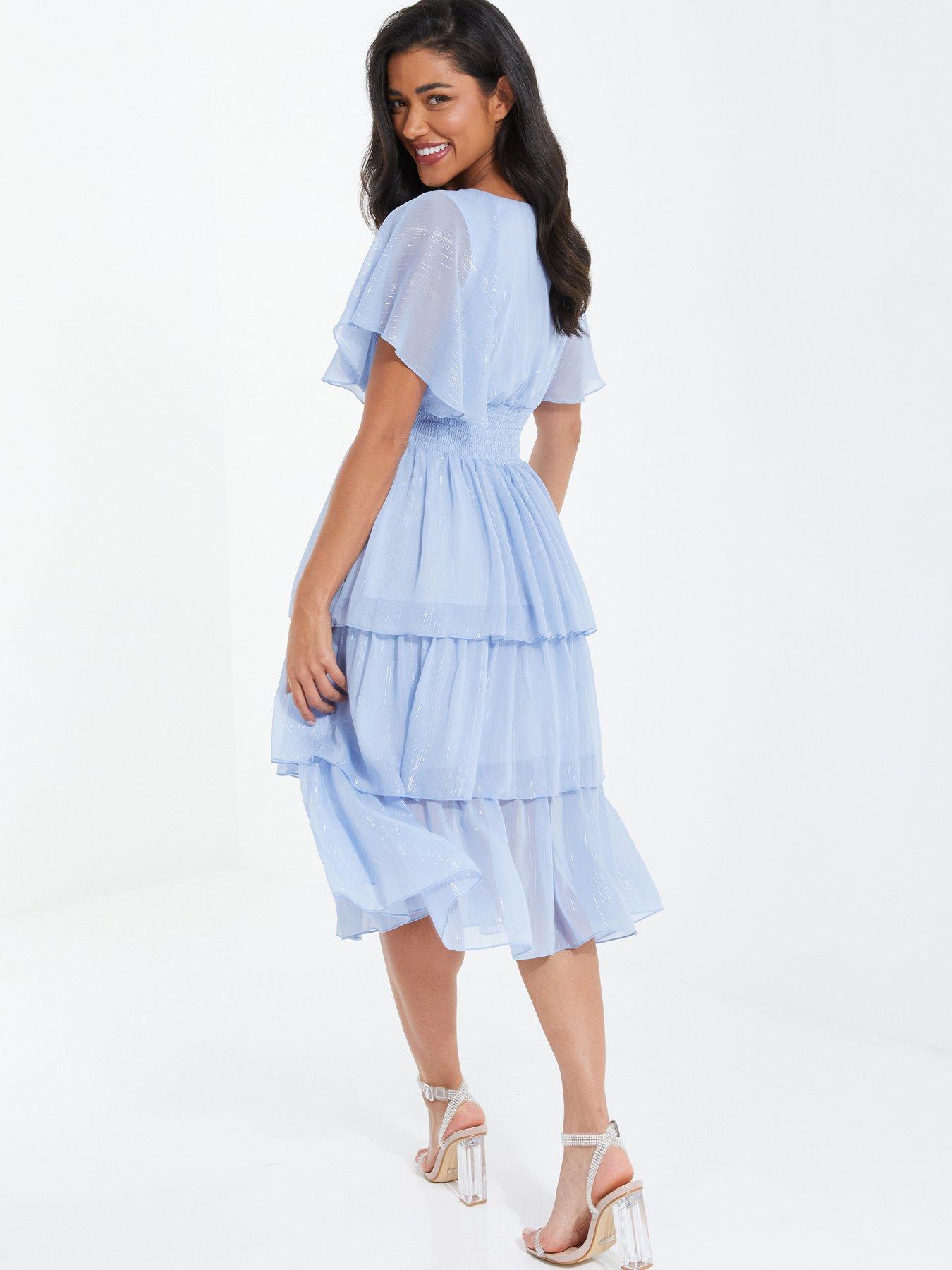 Quiz Chiffon Tiered Midi Dress | very.co.uk