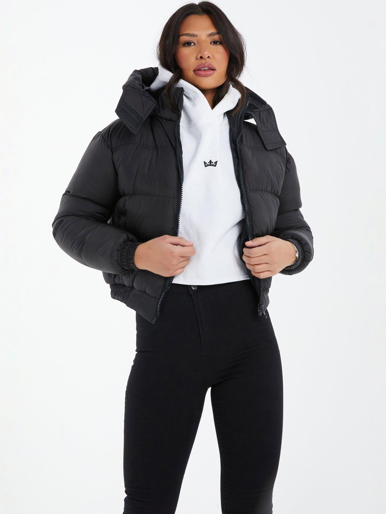 Quiz Padded Hood Jacket - Black | Very