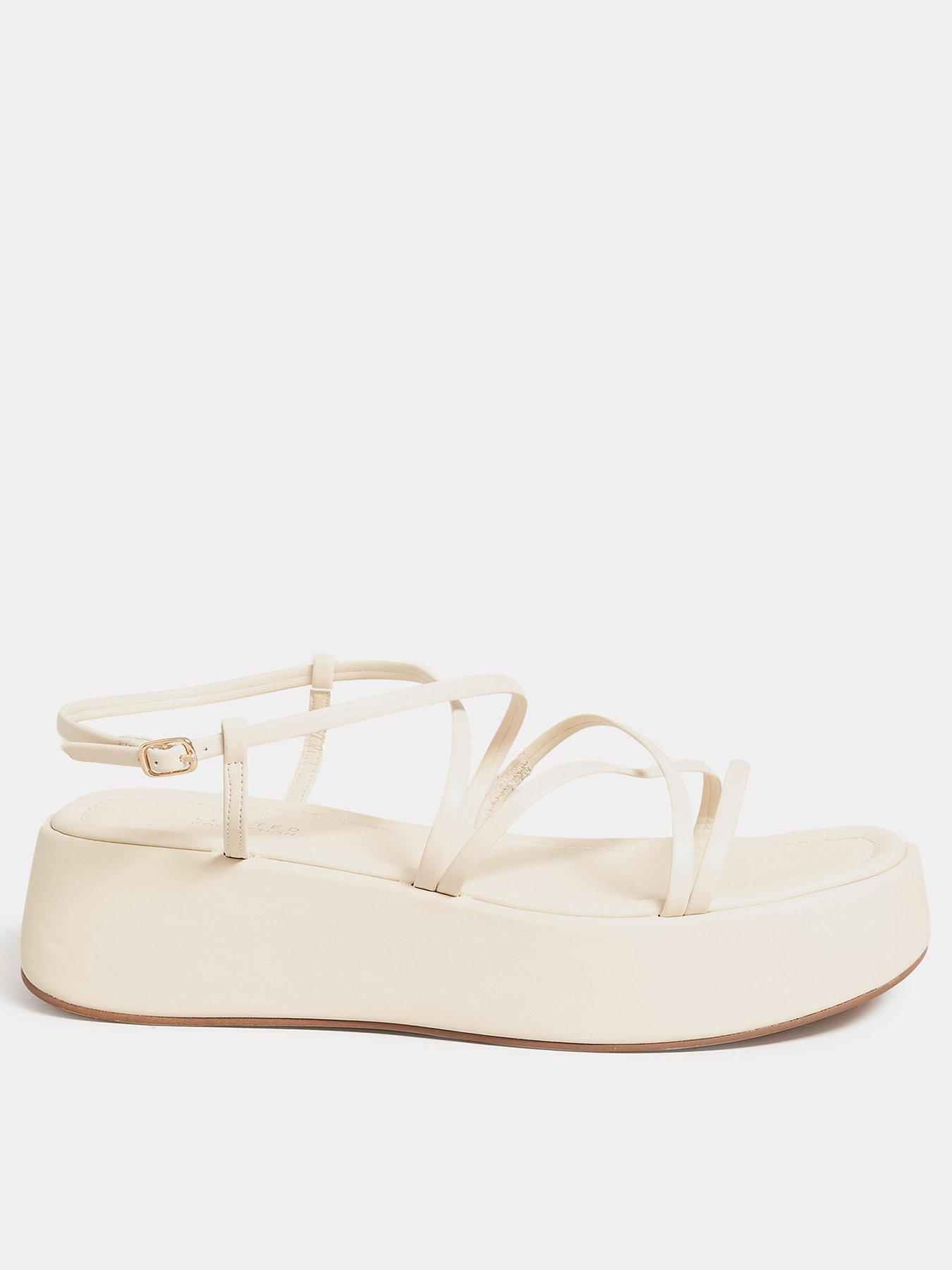 Yours Extra Wide Fit Strappy Flatform - White | Very