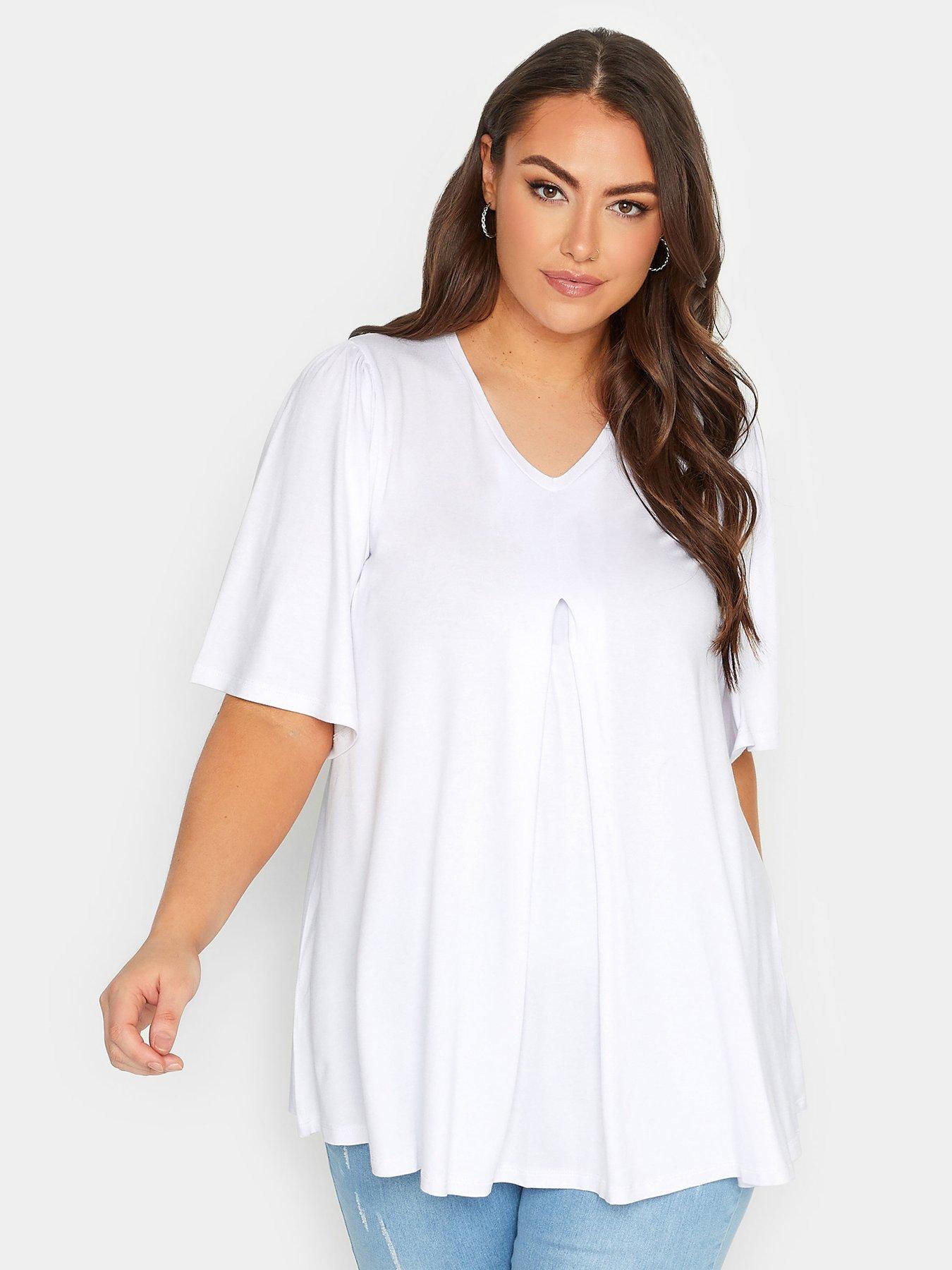 Yours Angel Sleeve Pleat Swing Top - White | Very