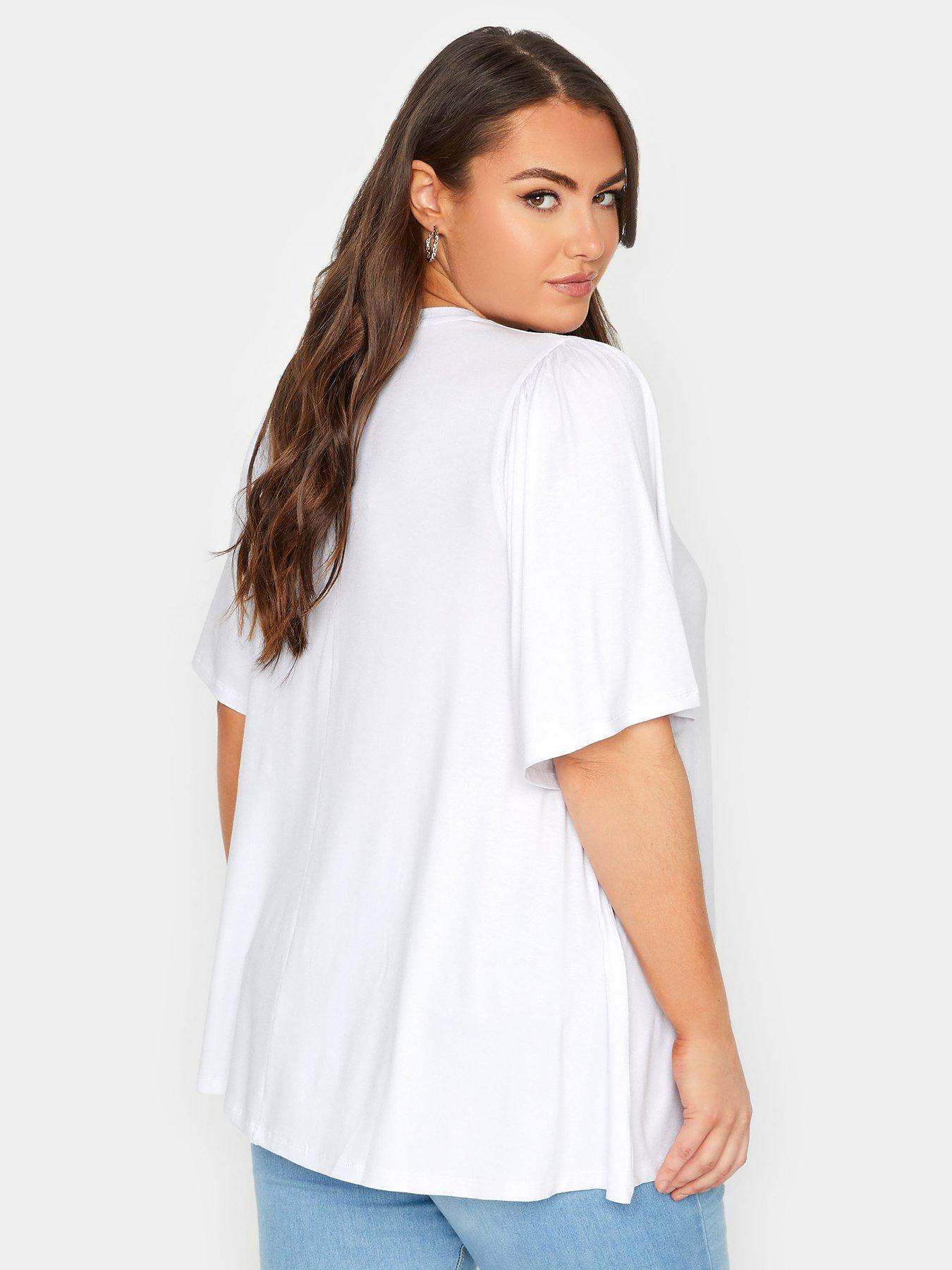 Yours Angel Sleeve Pleat Swing Top - White | Very.co.uk