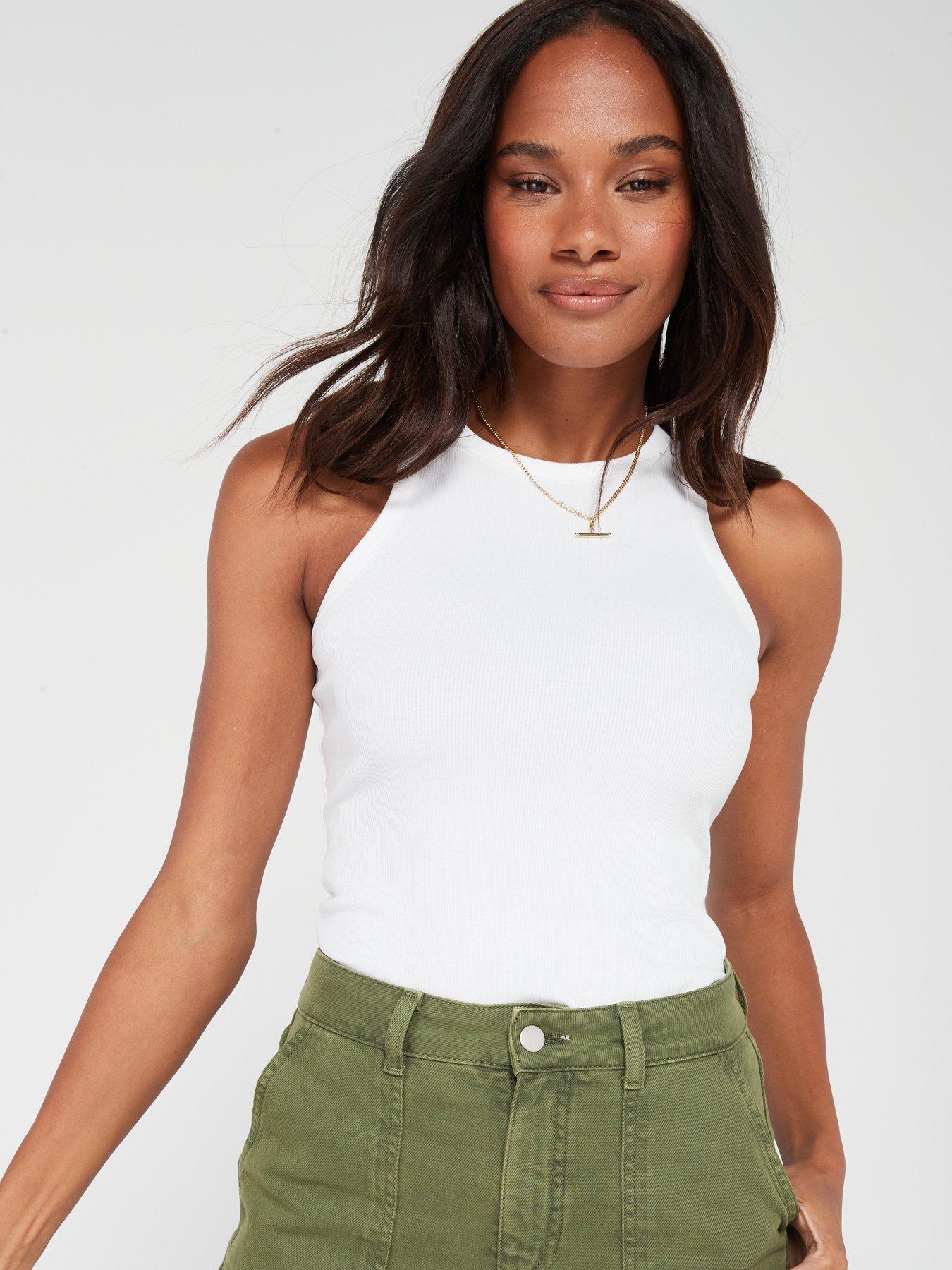 Everyday Ribbed Racer Vest - White | Very