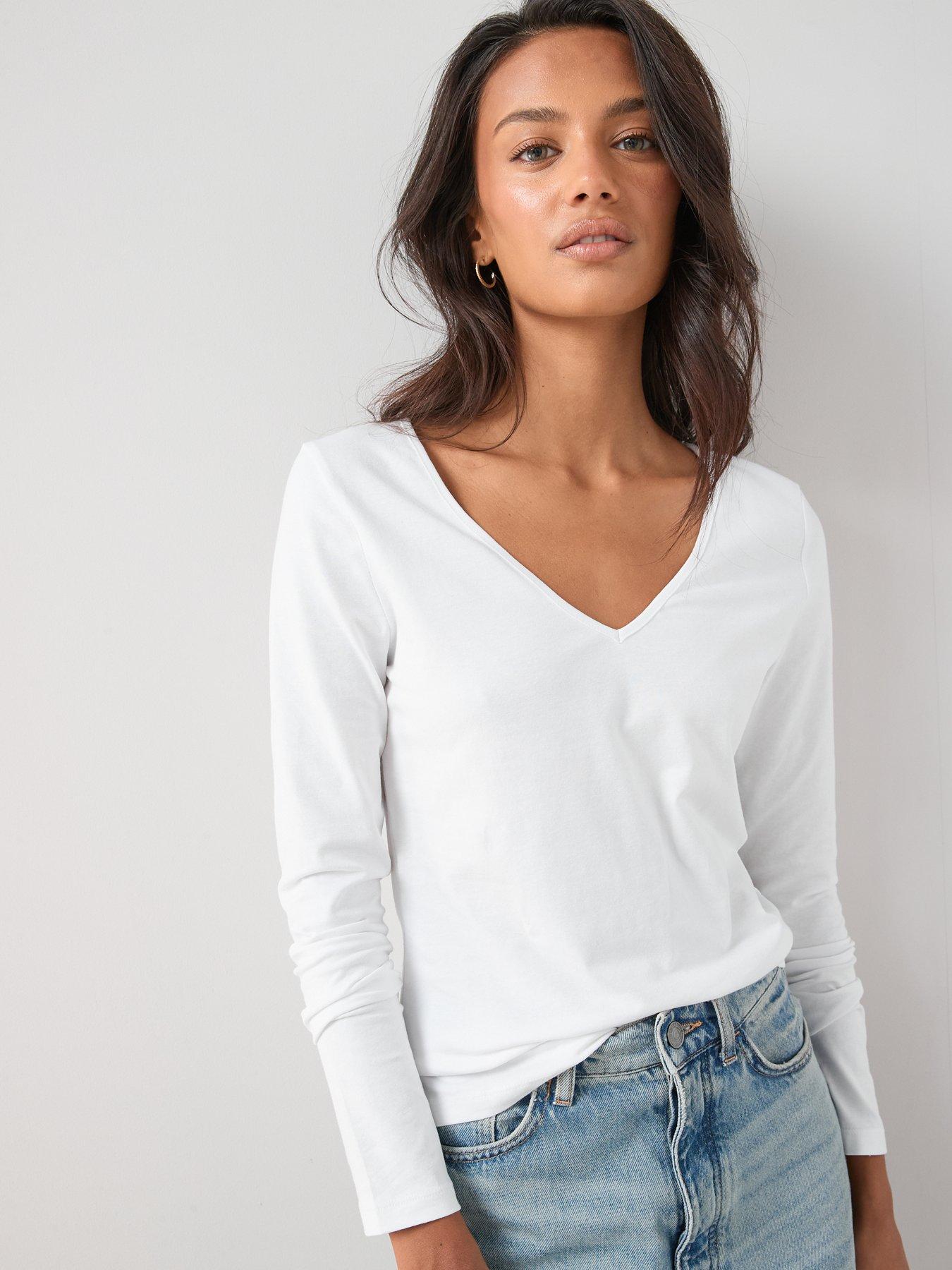 The Very Collection 2 Pack Stretch V-neck Long Sleeve T-shirt - Multi ...