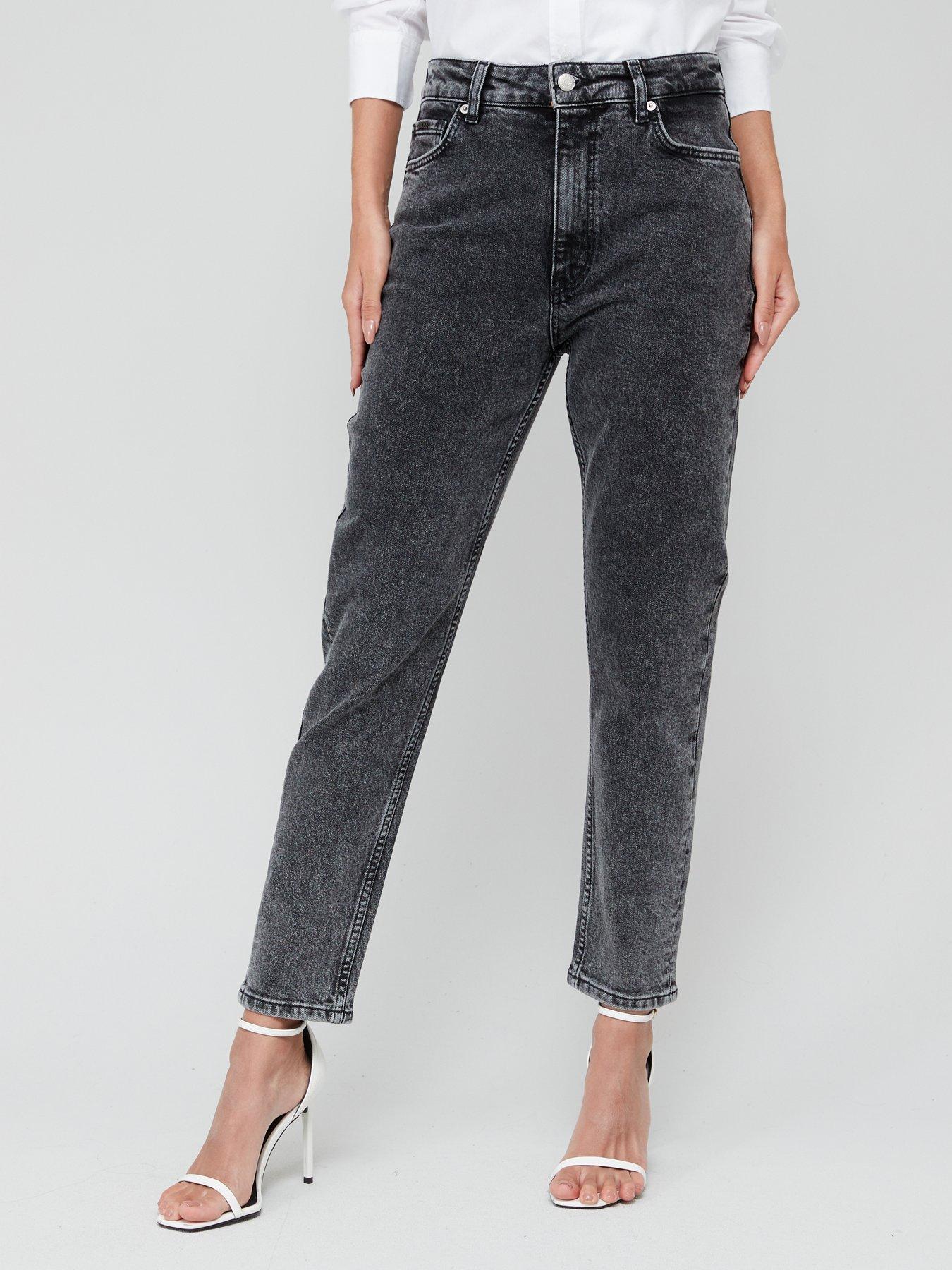 BOSS Ruth High Rise Mom Jean - Grey | Very.co.uk