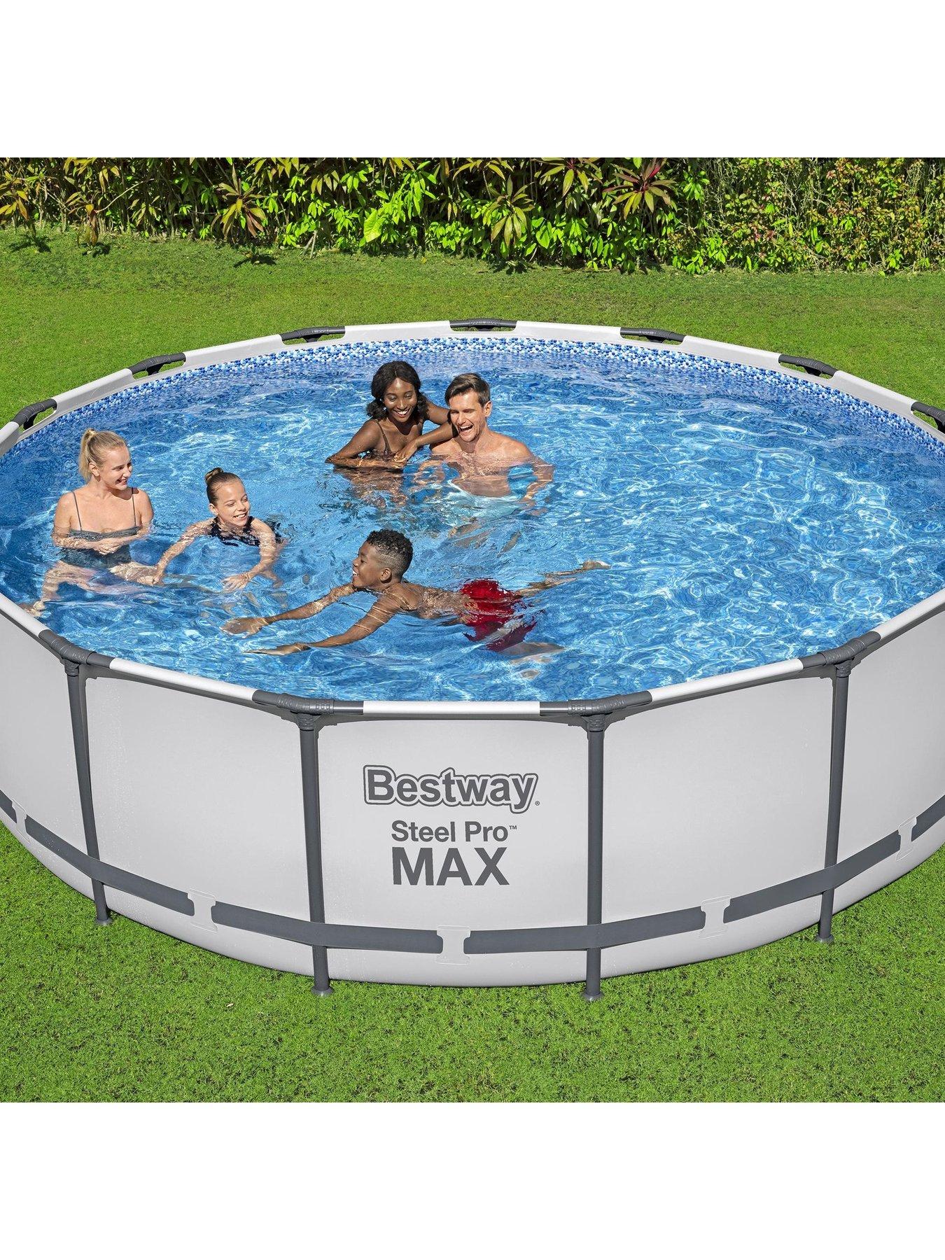 Bestway 15ft Steel Pro MAX Frame Pool Set, Filter Pump with Ladder ...