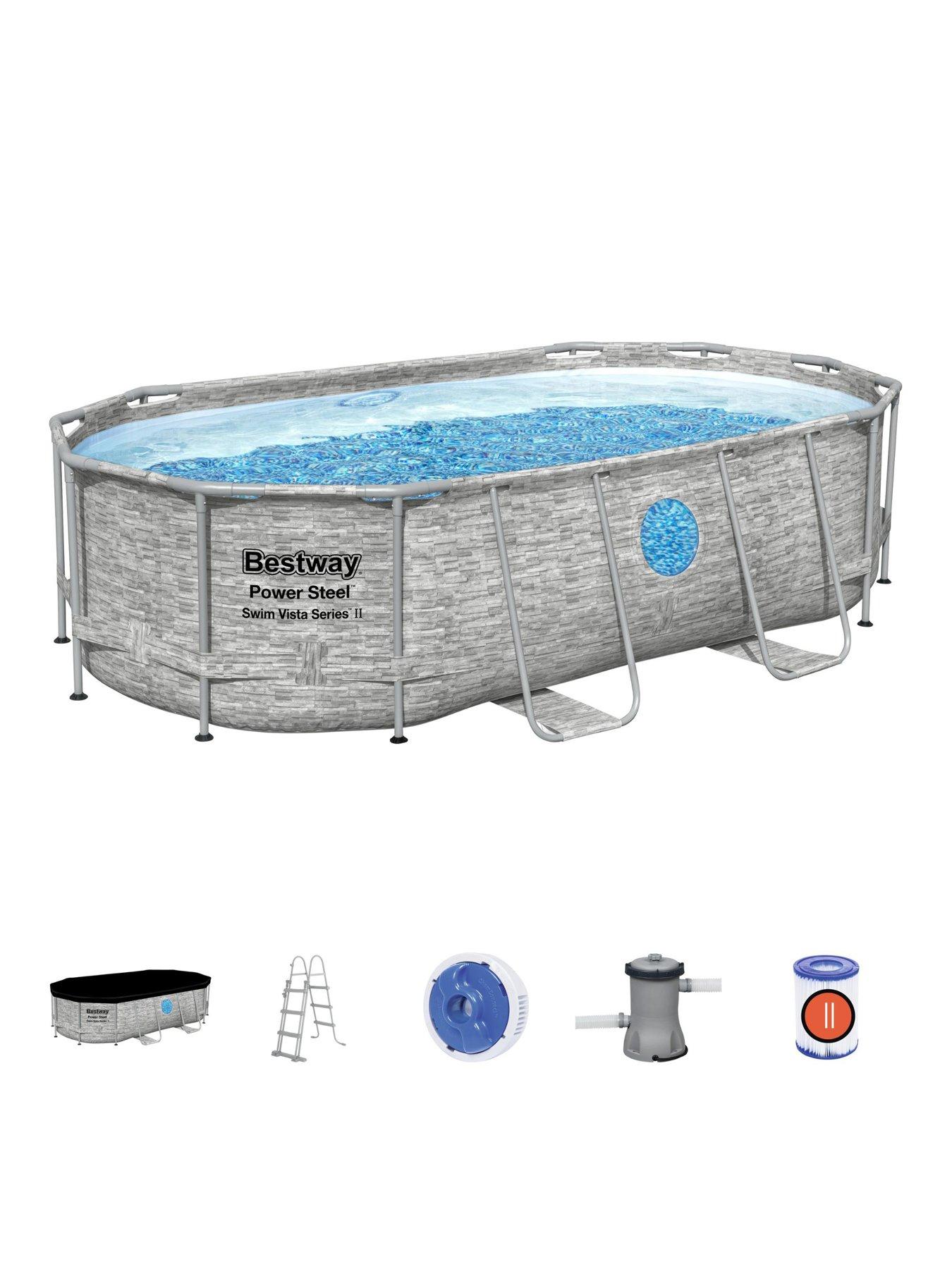 Bestway 14ft Power Steel Swim Vista Series II Oval Pool Set | Very.co.uk