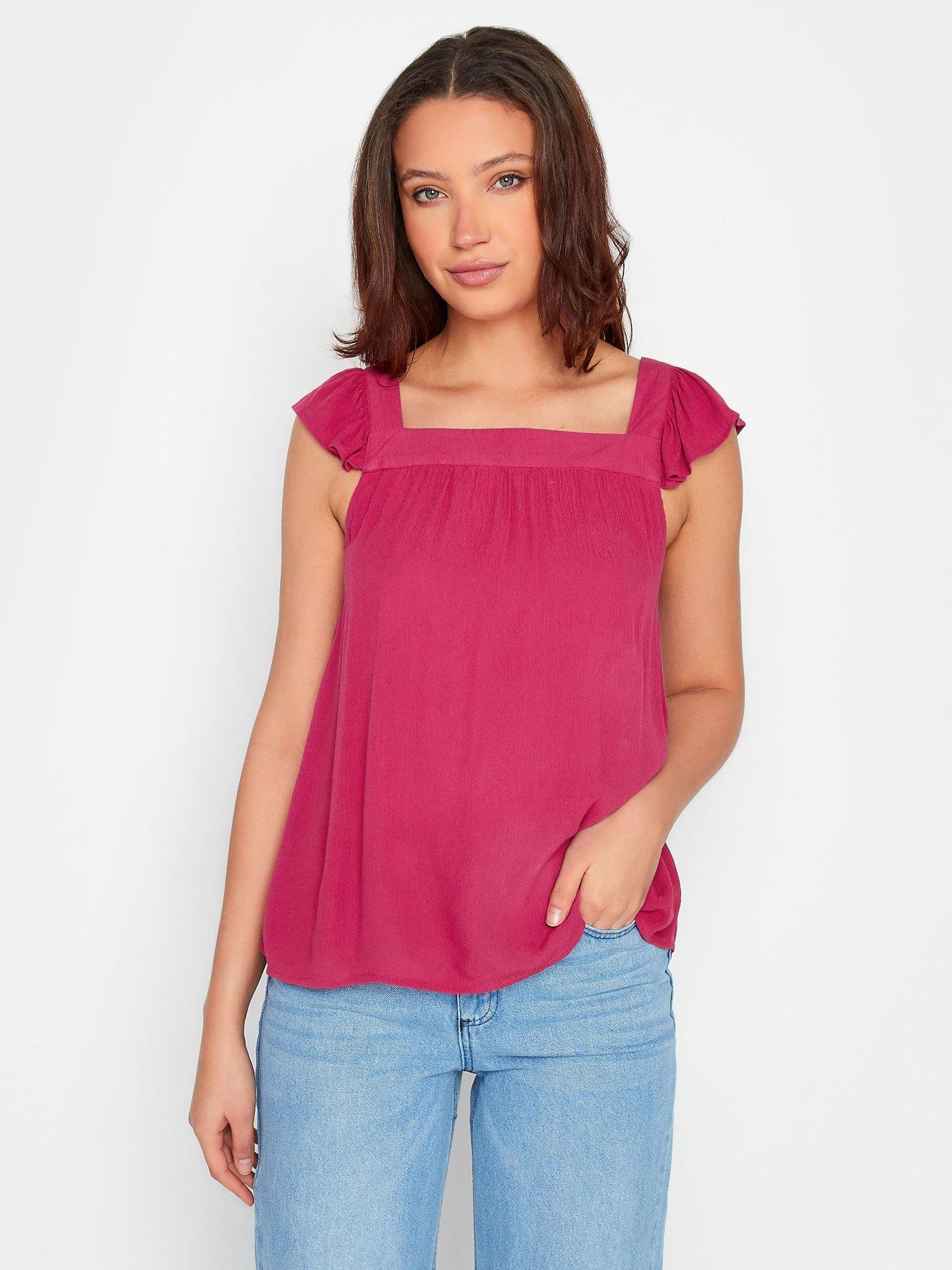 Long Tall Sally Cheese Cloth Frill Top - Pink | Very
