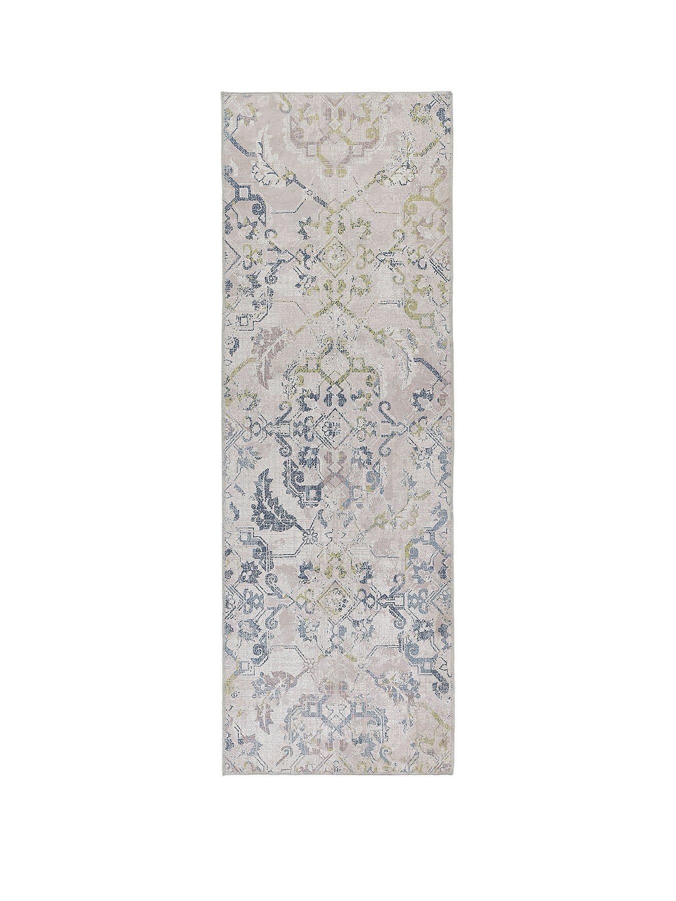 Very Home My Washable Florence Runner 67 x 200 cm - Blue/Cream | Very