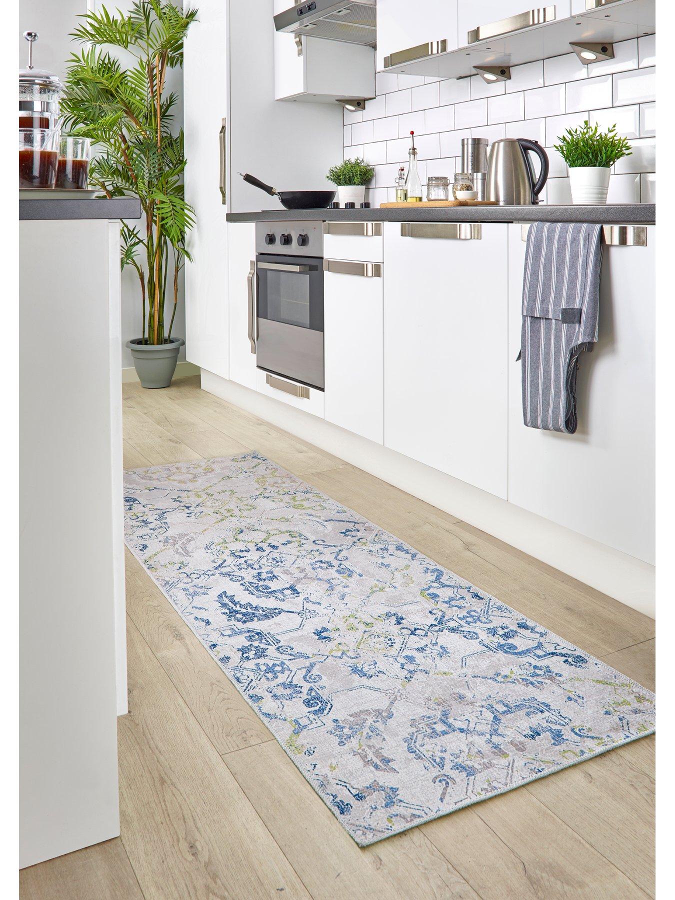 Very Home My Washable Florence Runner 67 x 200 cm - Blue/Cream | Very