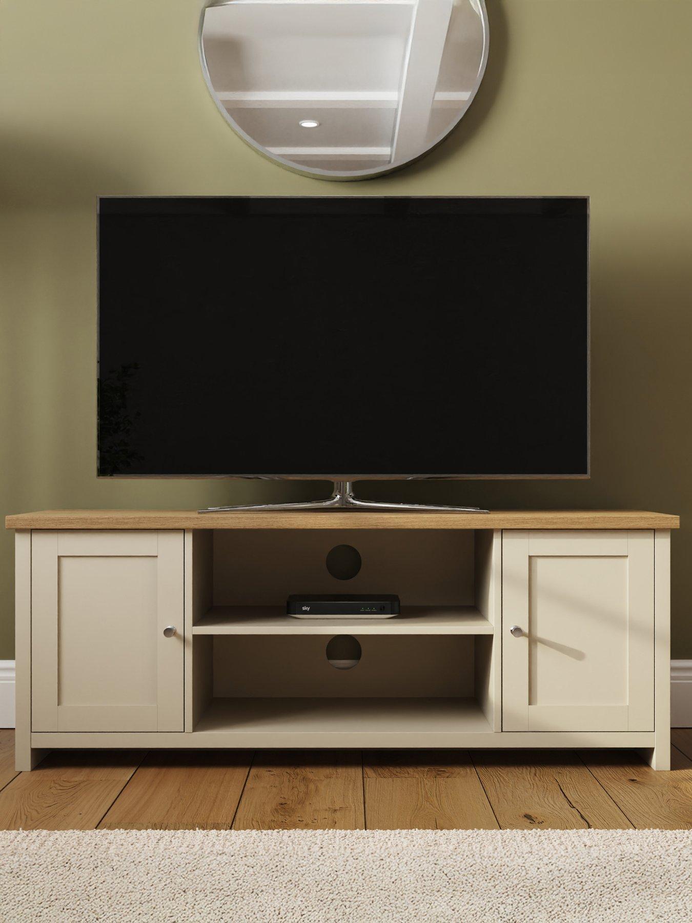 GFW Lancaster 2 Door Large TV Cabinet - fits up to 55 inch TV - Cream ...
