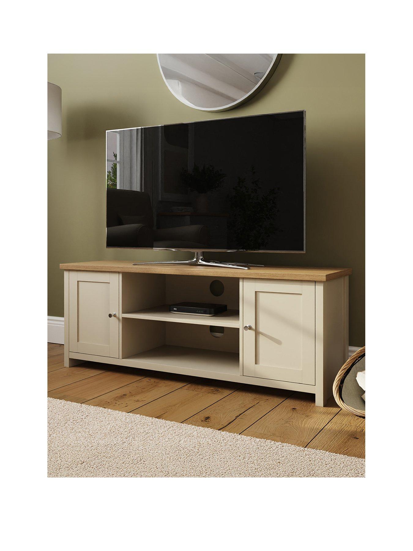 GFW Lancaster 2 Door Large TV Cabinet - fits up to 55 inch TV - Cream ...