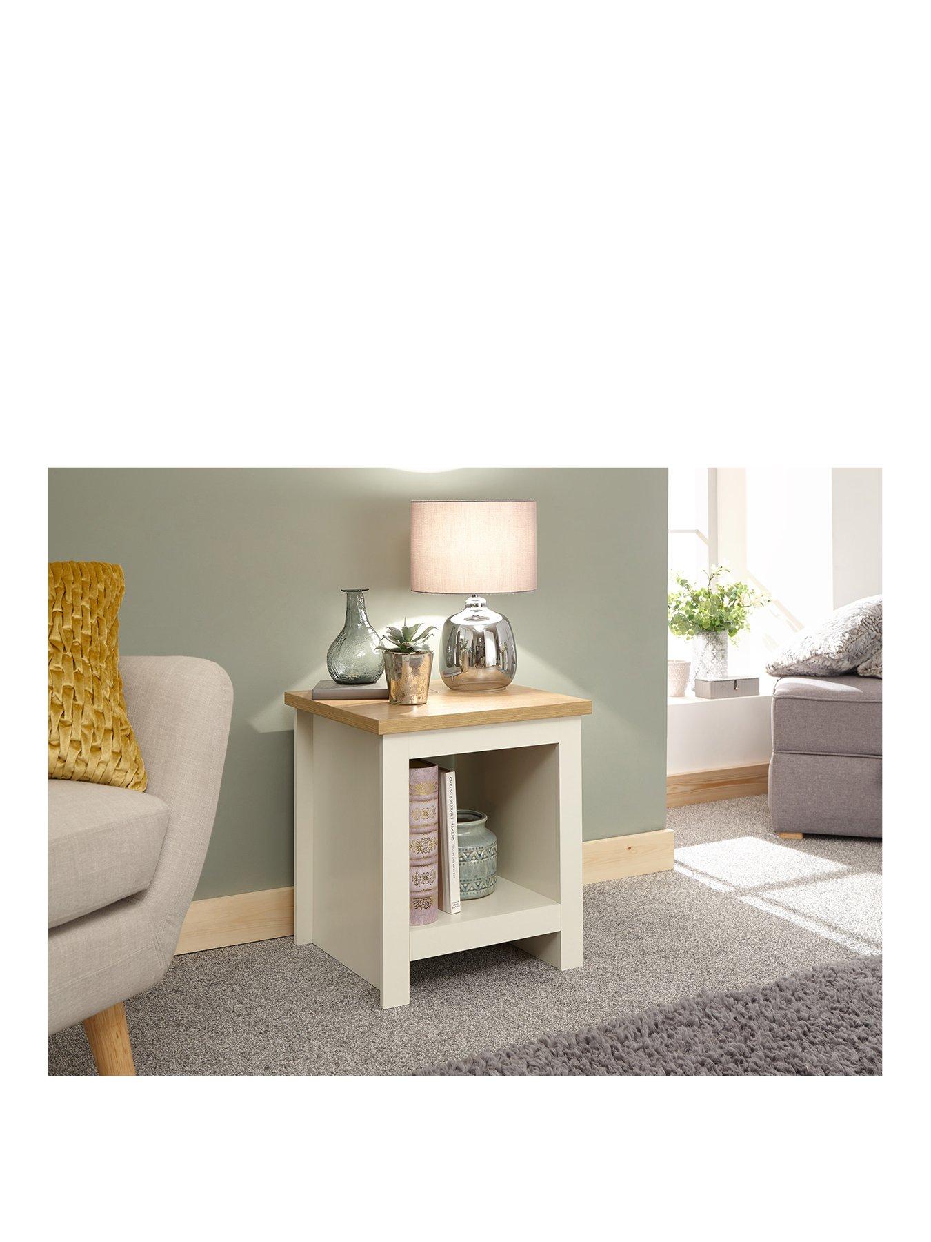 GFW Lancaster Side Table with Shelf Cream Very