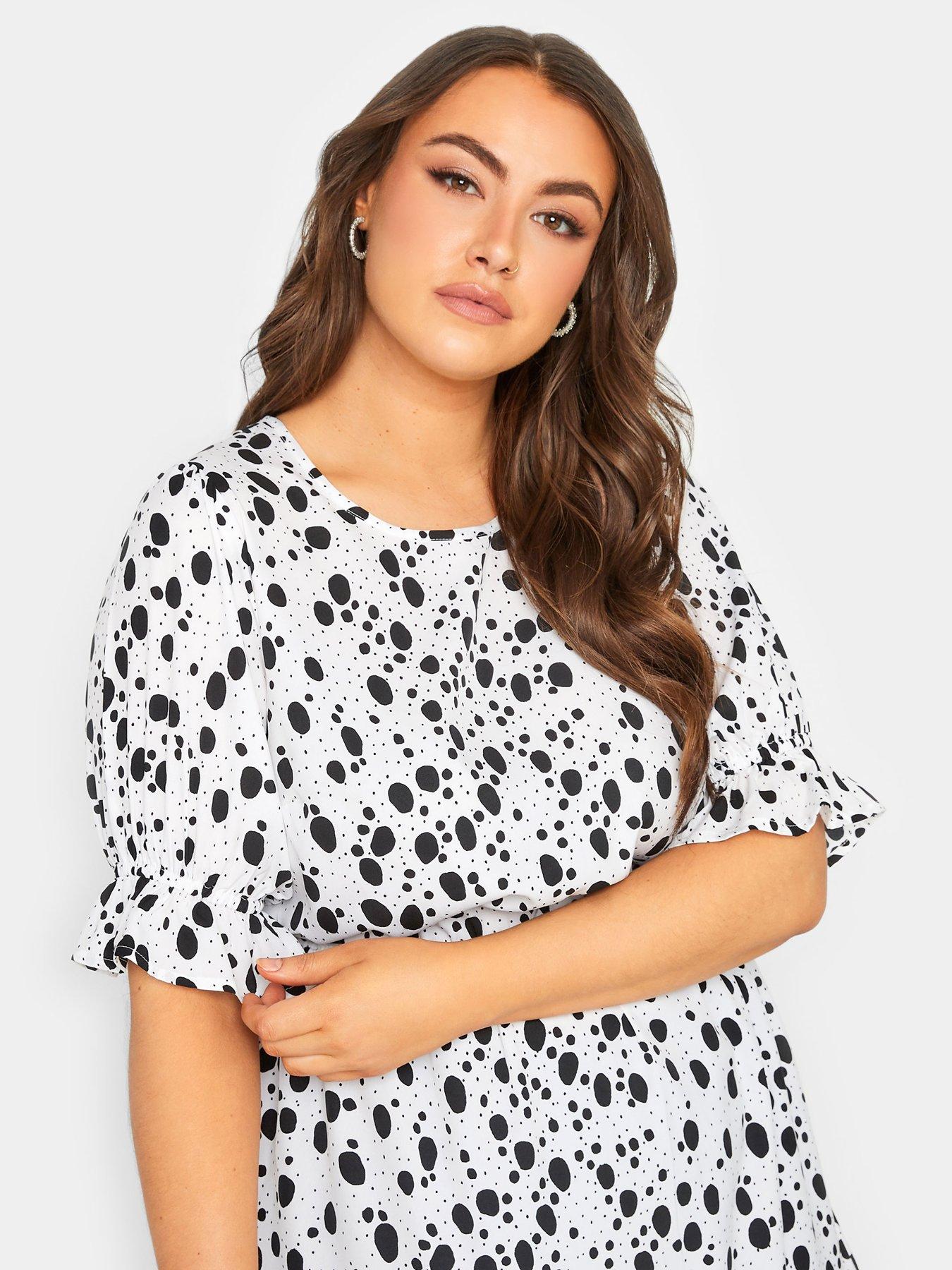 Yours Short Sleeve Top White Black Spot | Very