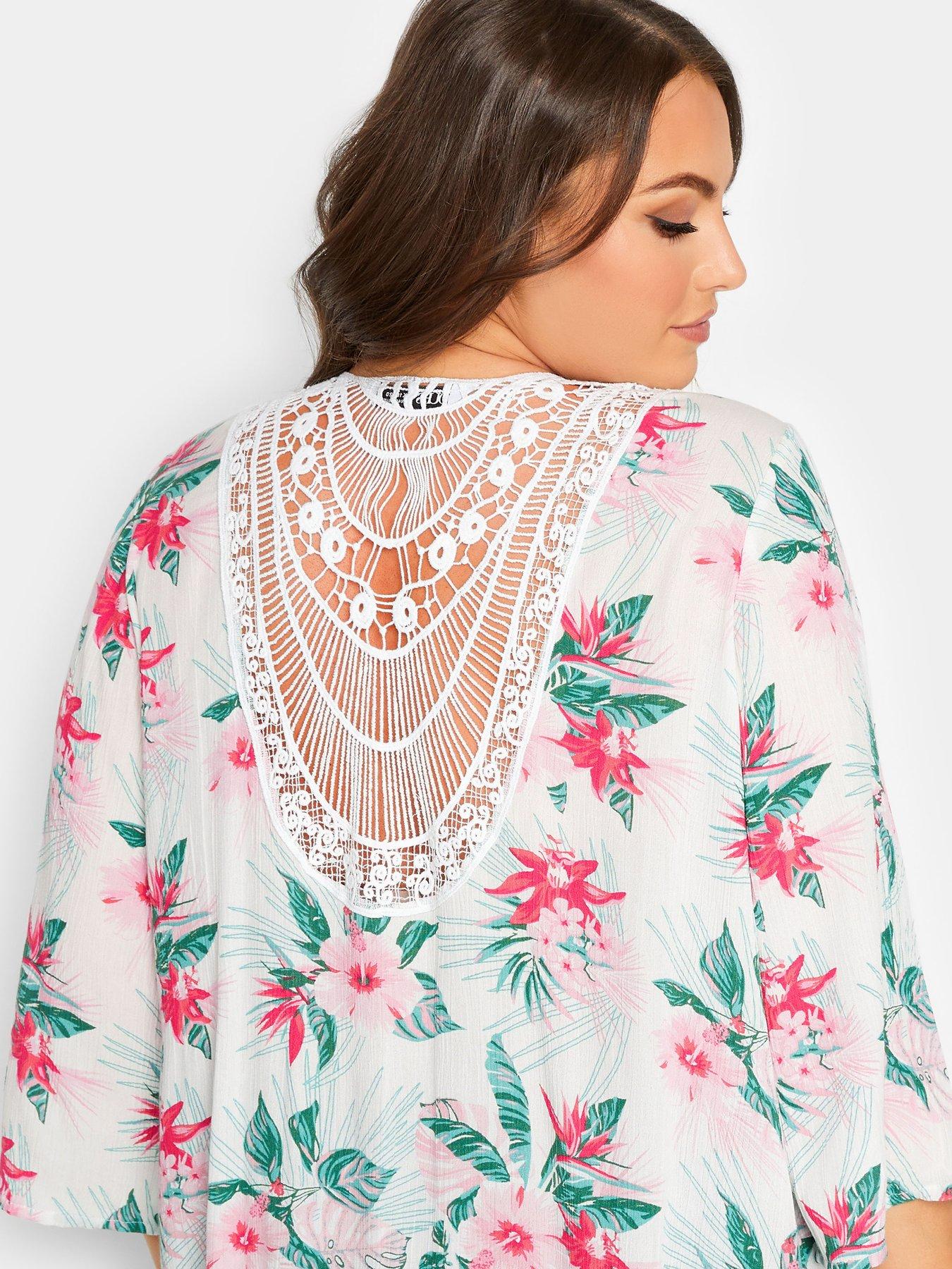 Yours Crochet Back Cover Up White Floral | Very
