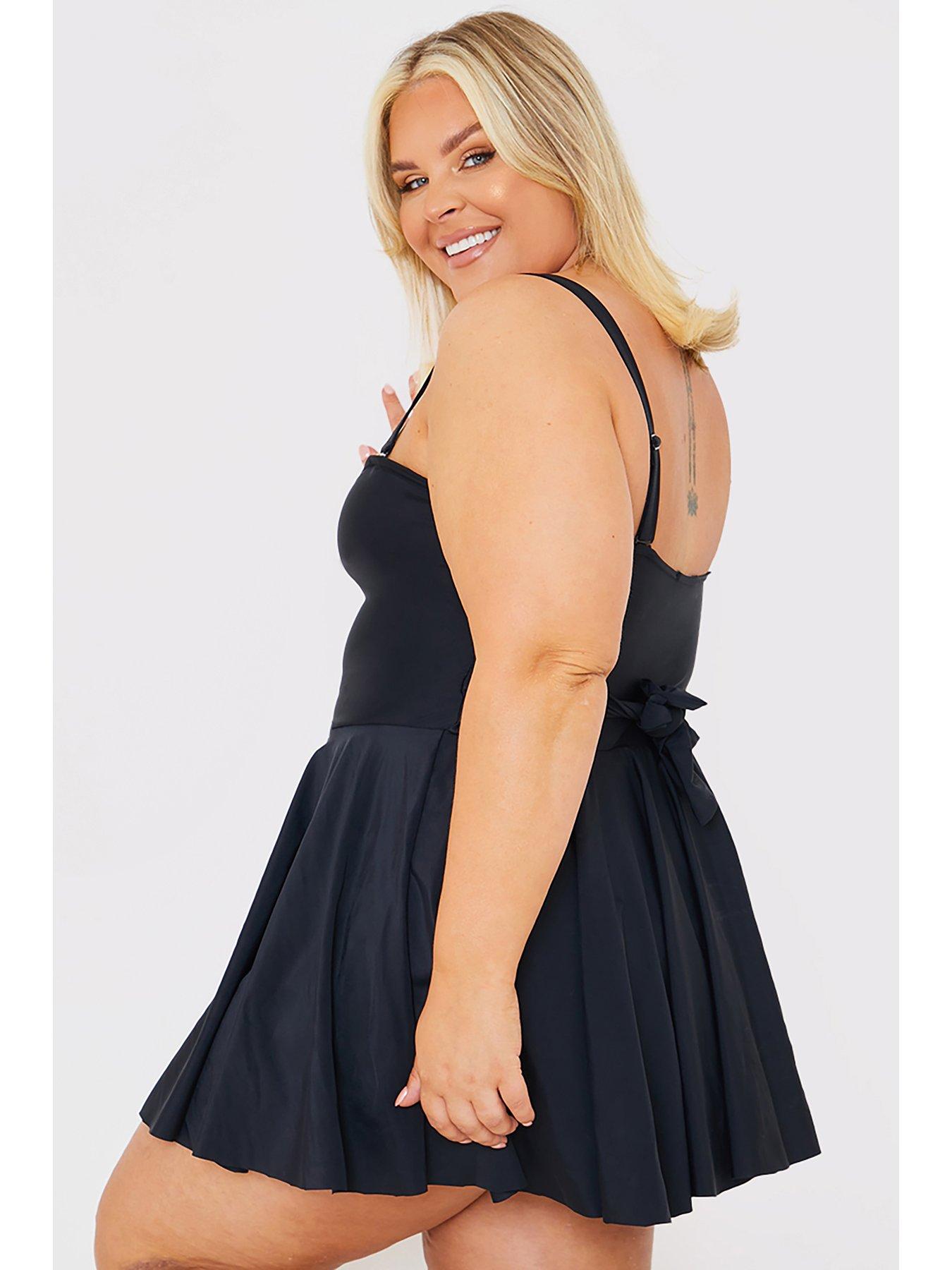 In The Style Curve Jess Millichamp Swim Dress - Curve - Black | very.co.uk