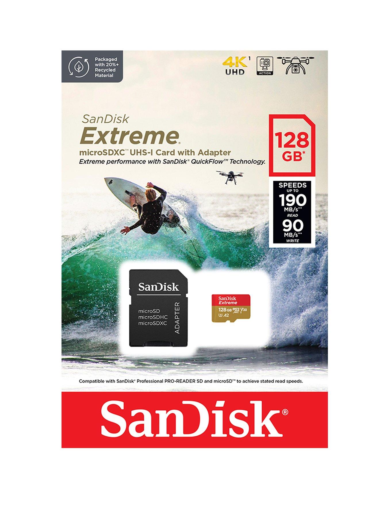 SanDisk Extreme microSD 128GB for Action Cams and Drones + SD Adapter ...