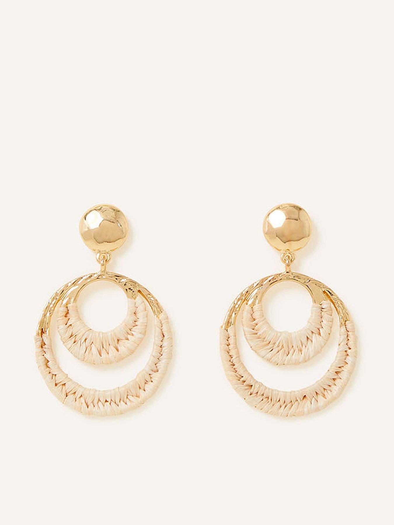 Accessorize Raffia Textured Metal Statement Earring | very.co.uk