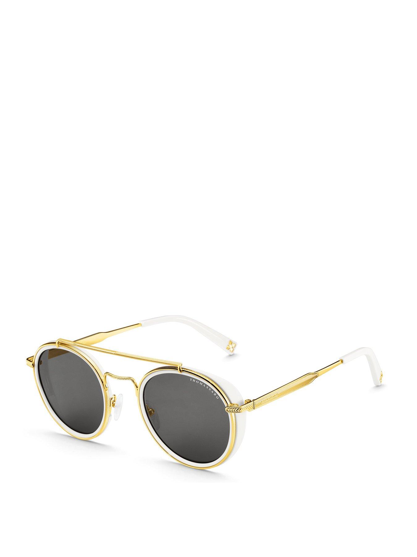 Thomas Sabo Johnny Grey & Gold Panto Sunglasses | Very