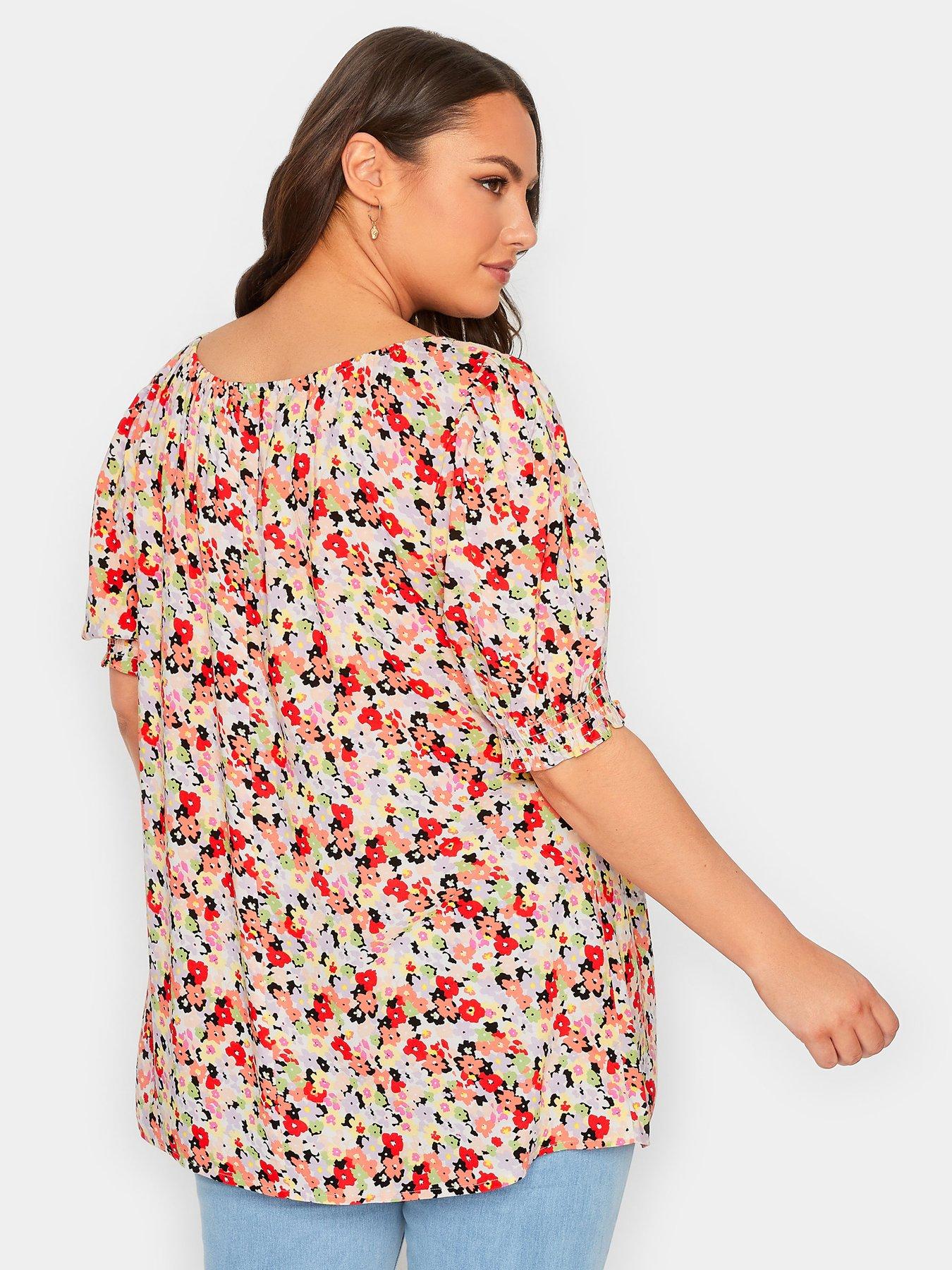 Yours Ditsy Gypsy Top - White/Red | Very