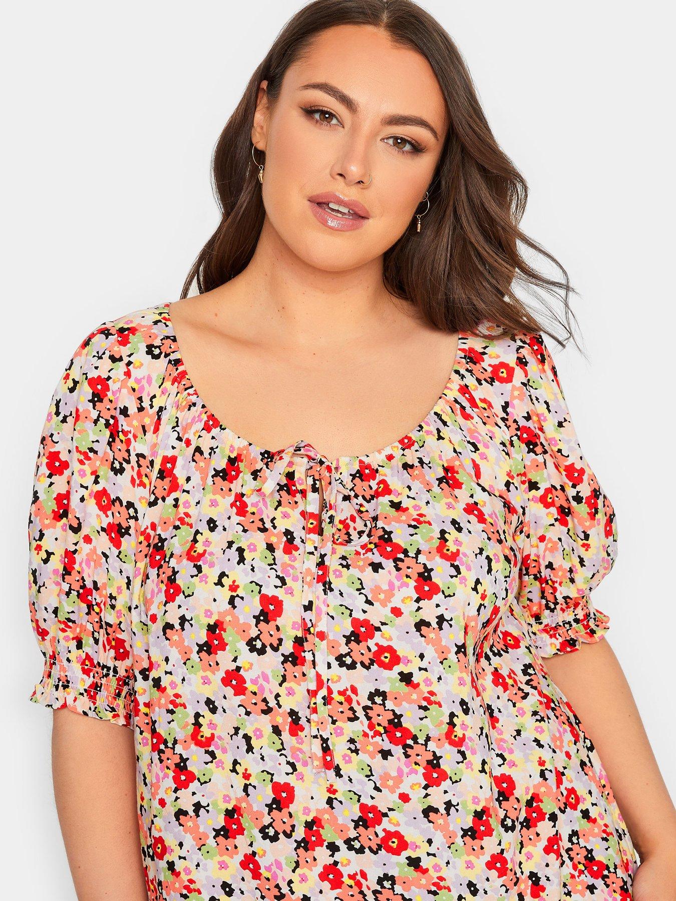 Yours Ditsy Gypsy Top - White/Red | Very