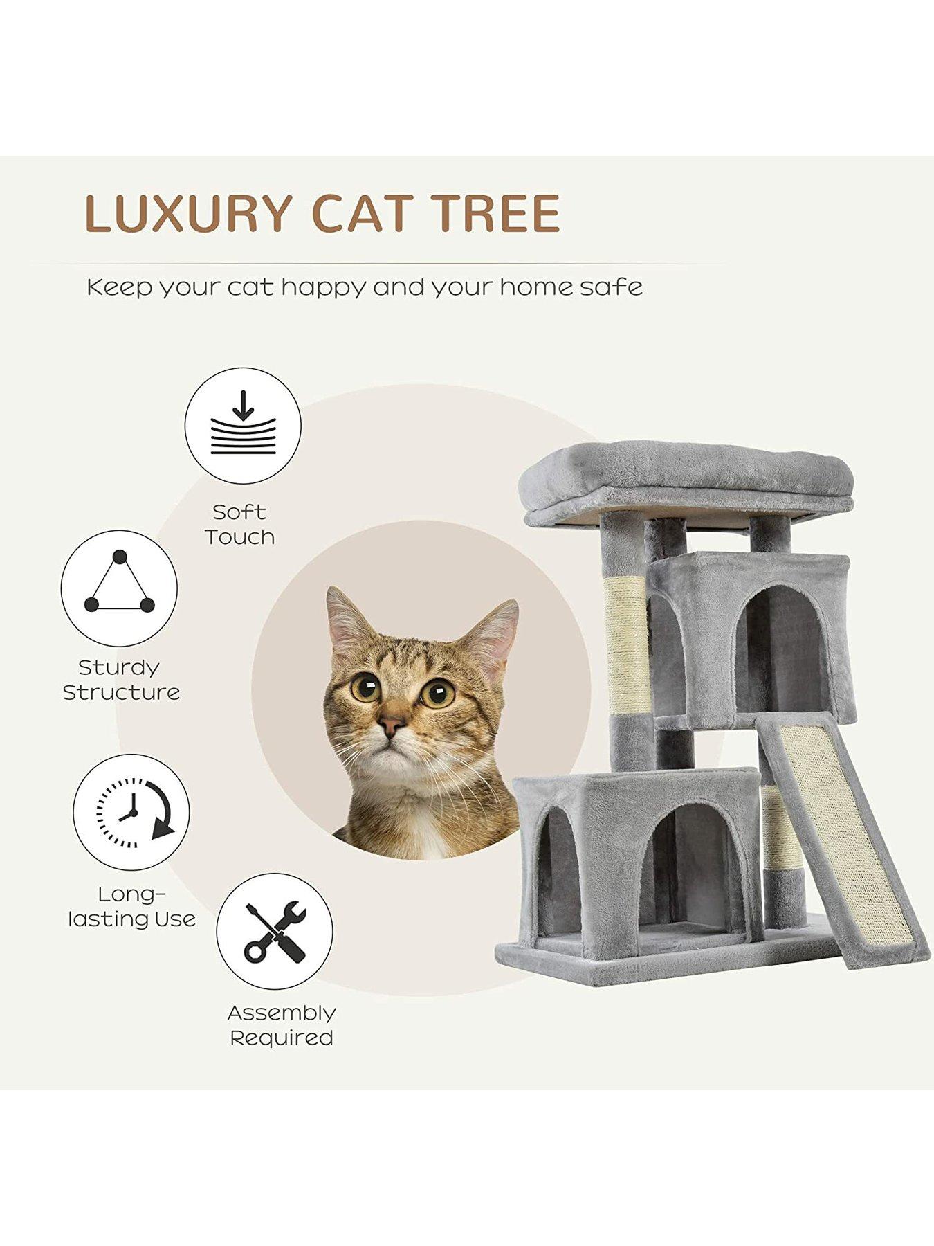 PawHut Cats 3-Tier Sisal Rope Leisure Tree - Light Grey | Very