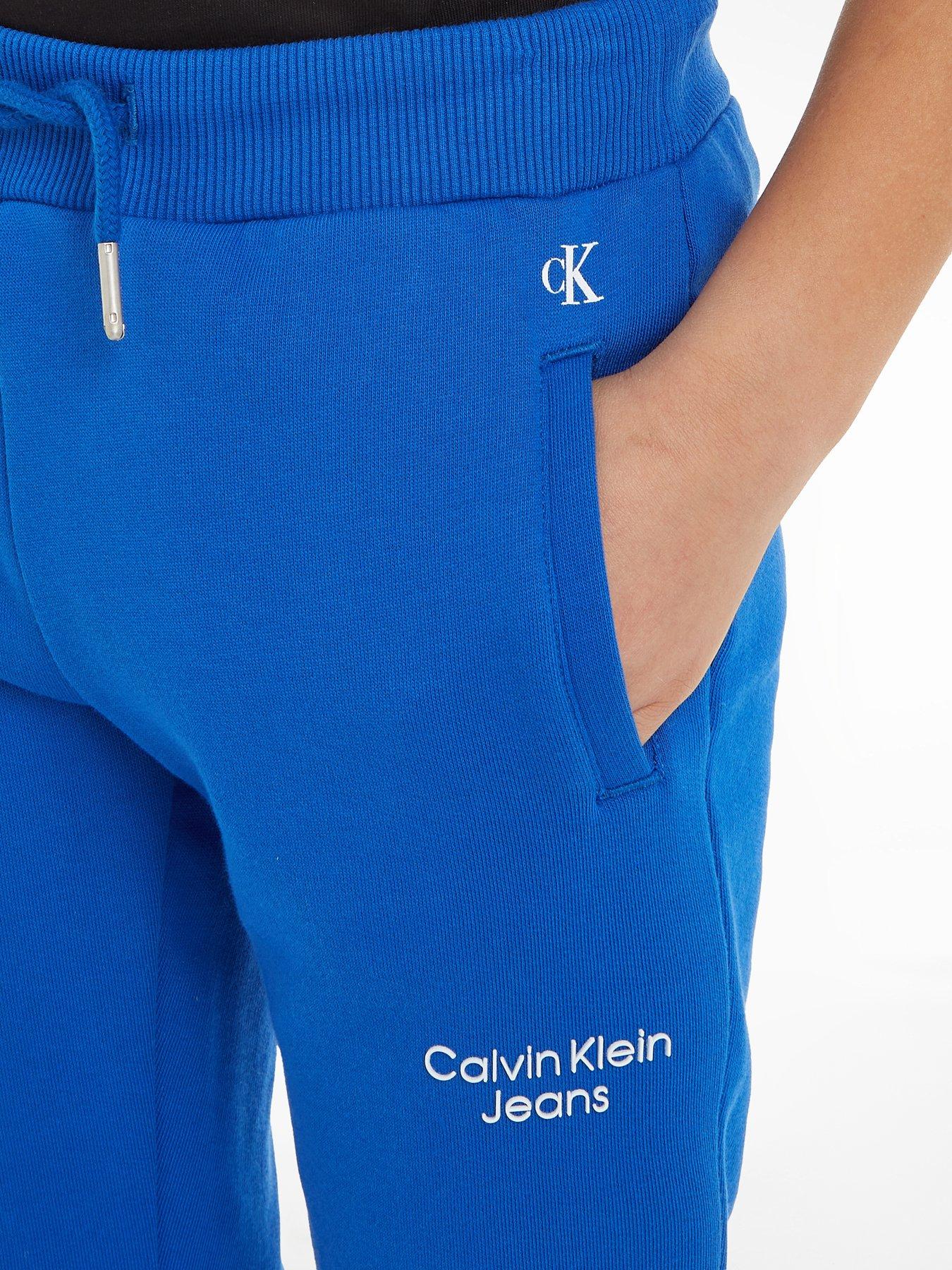 Calvin Klein Jeans Boys Stack Logo Sweatpants - Kettle Blue | Very.co.uk
