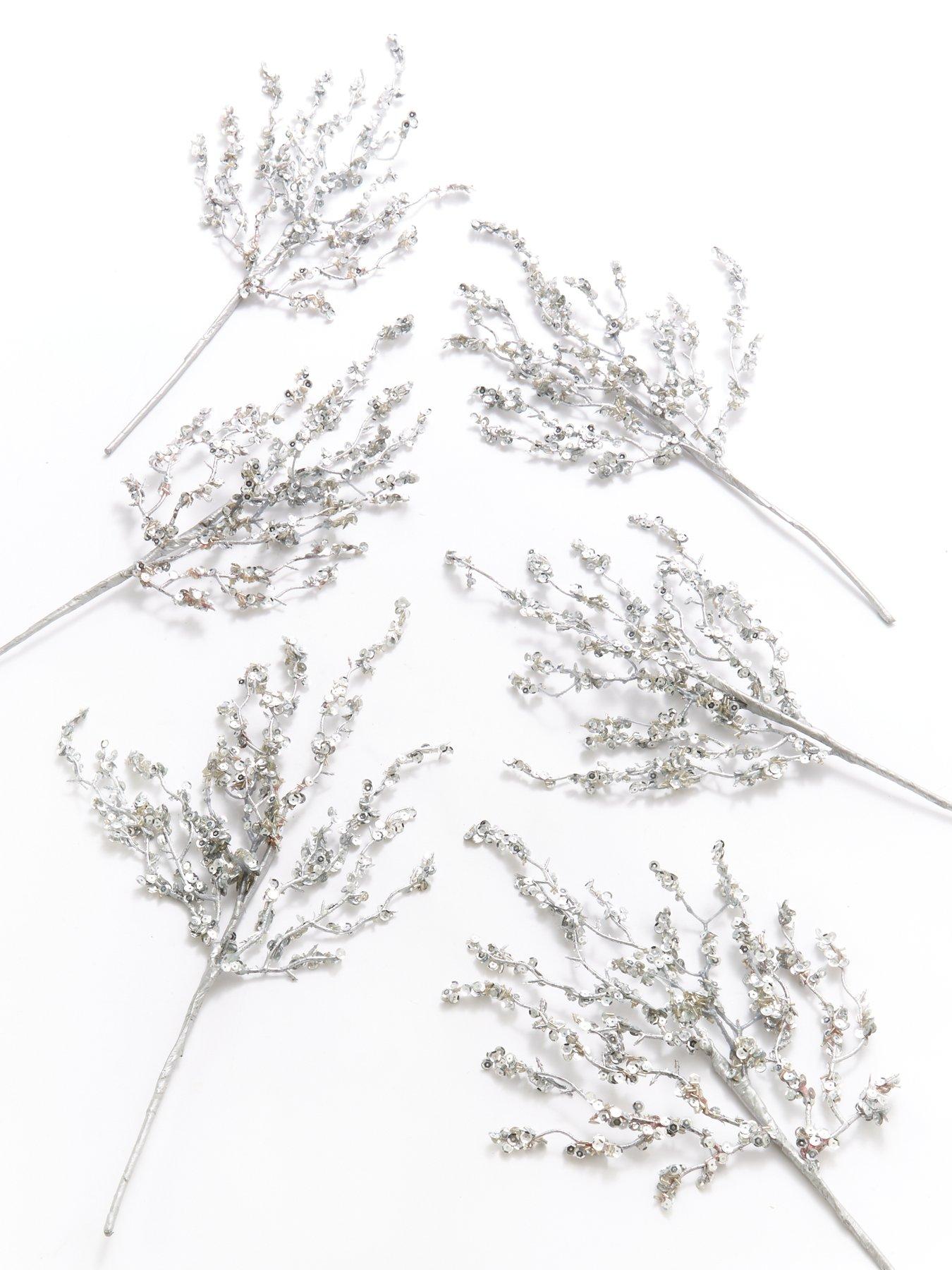 Very Home Set of 6 Silver Tingle Christmas Tree Picks | Very
