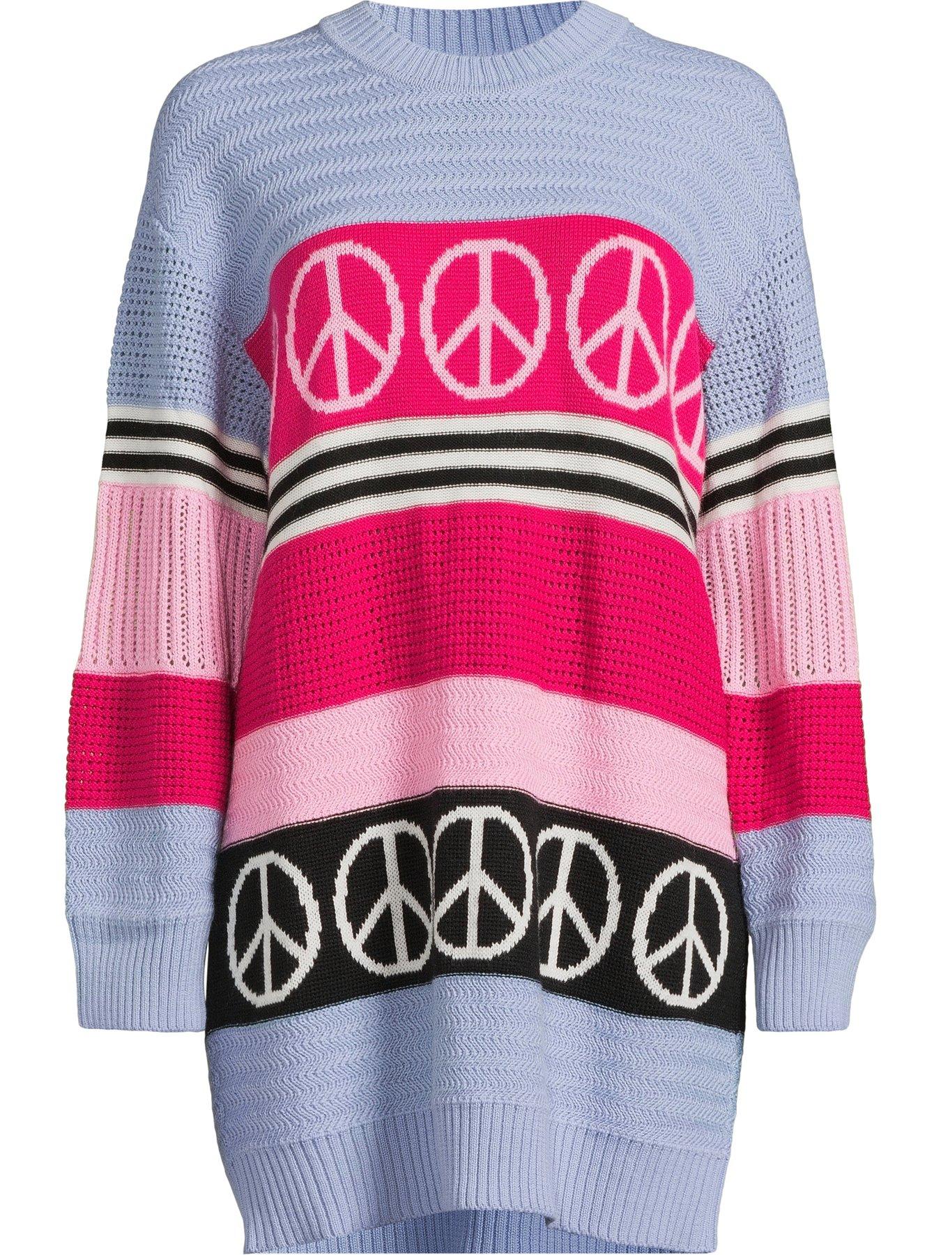 M05CH1N0 JEANS Knitted Peace Sign Dress - Fantasy Print Lilac | Very