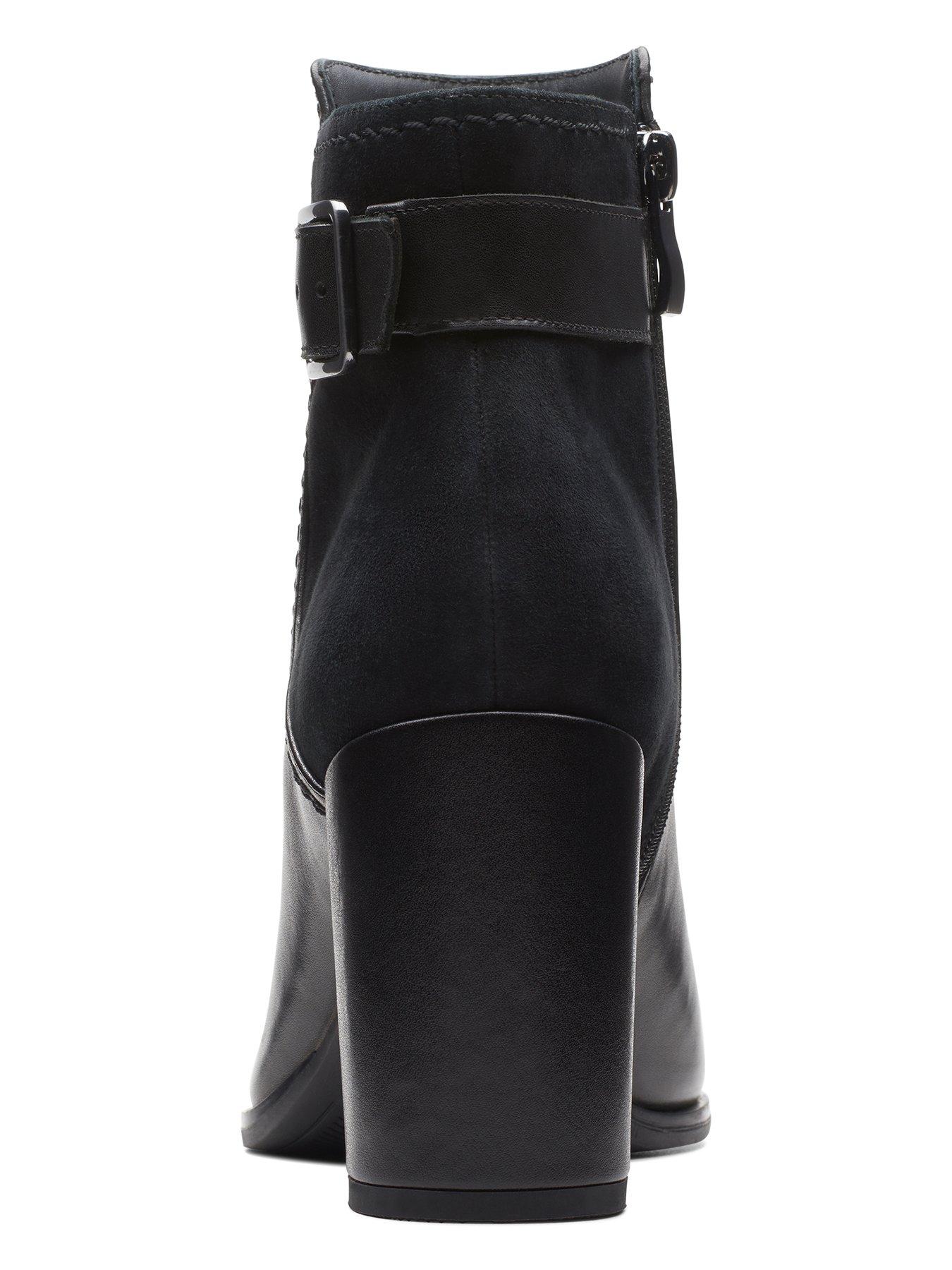 Clarks Freva85 Buckle Boots - Black Leather | very.co.uk