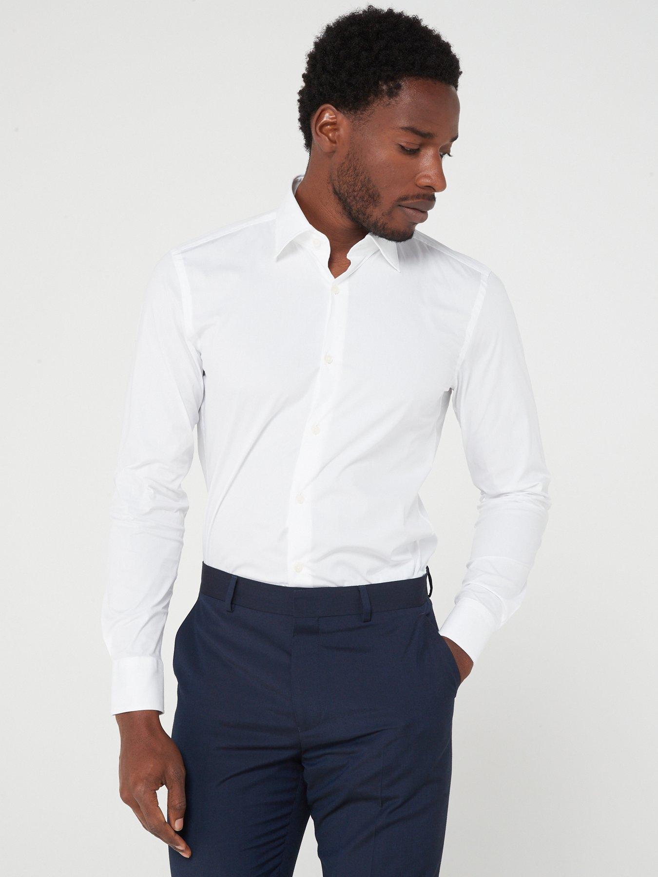 BOSS Hank Kent Slim Fit Shirt - White | very.co.uk