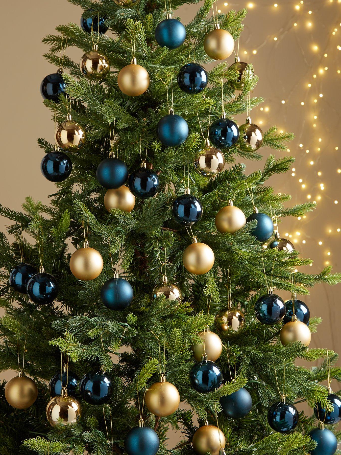 Everyday Pack of 50 Blue and Gold Christmas Tree Baubles | very.co.uk