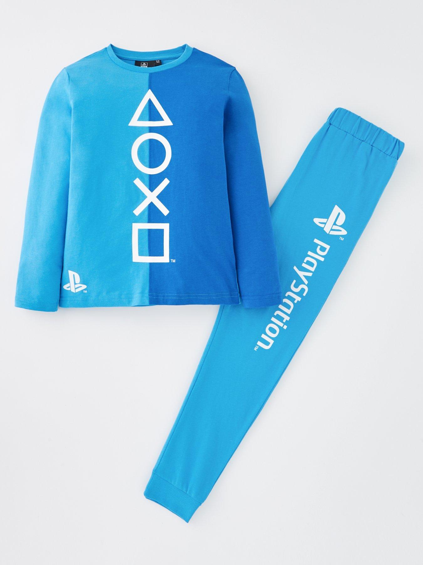 Playstation Spliced Long Sleeve Pyjamas - Blue | Very.co.uk