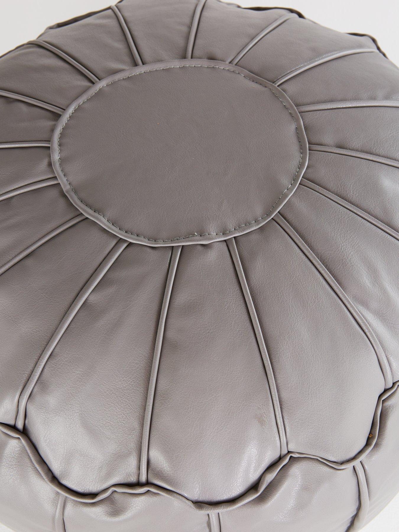 Light grey leather pouffe store