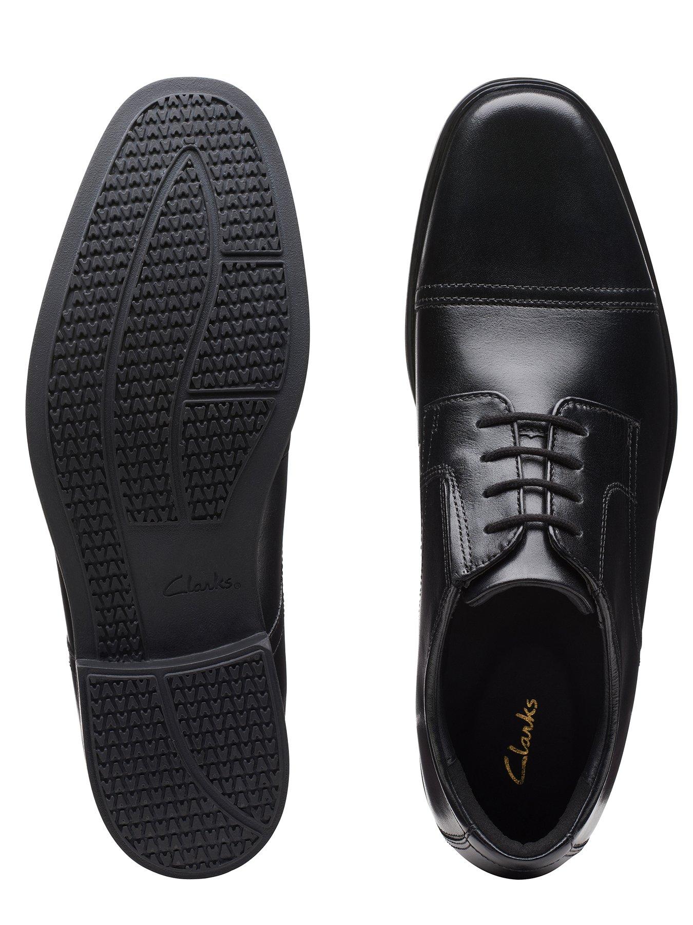 Clarks Wide Fit Howard Cap Oxford Shoes - Black | Very