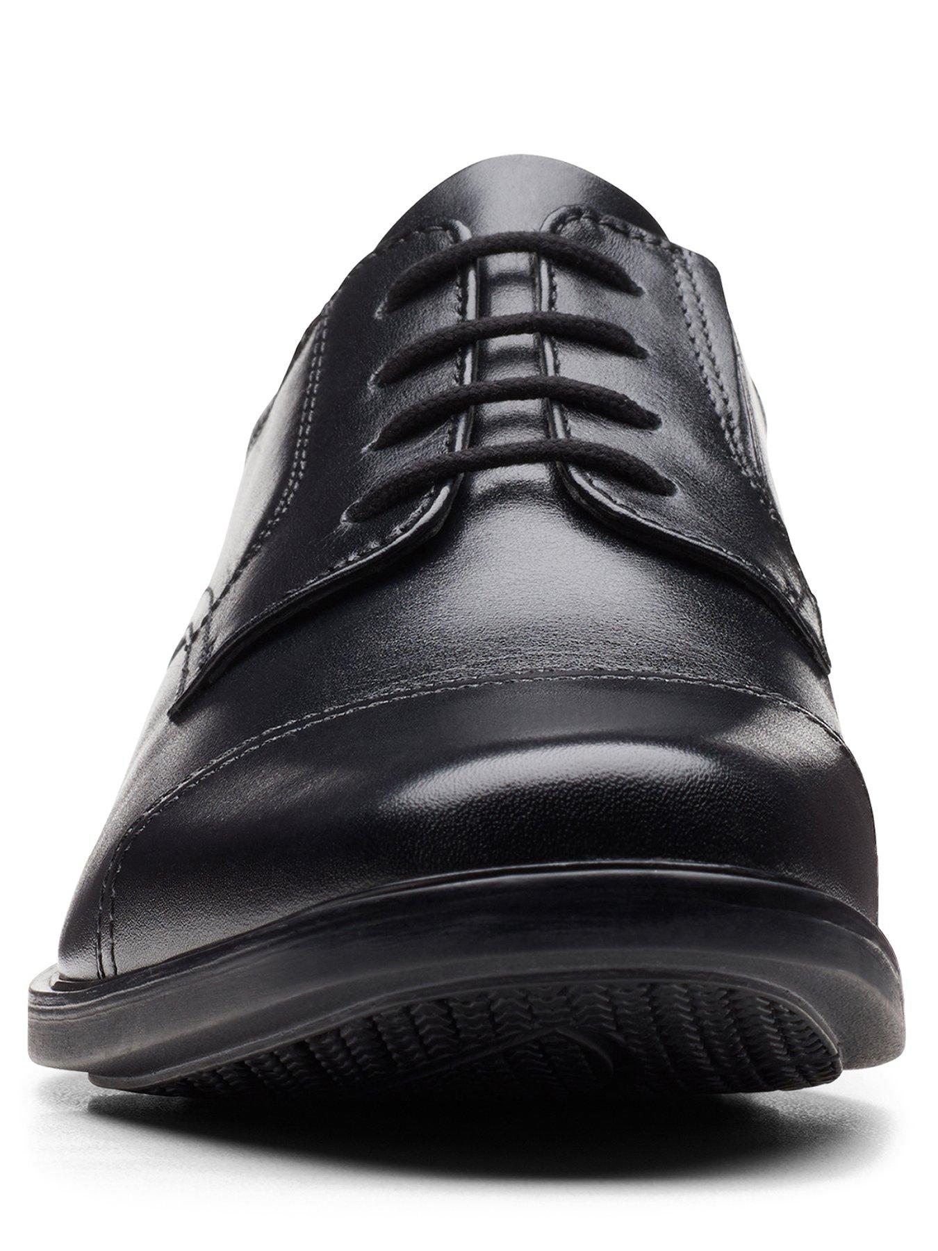 Clarks Wide Fit Howard Cap Oxford Shoes - Black | Very
