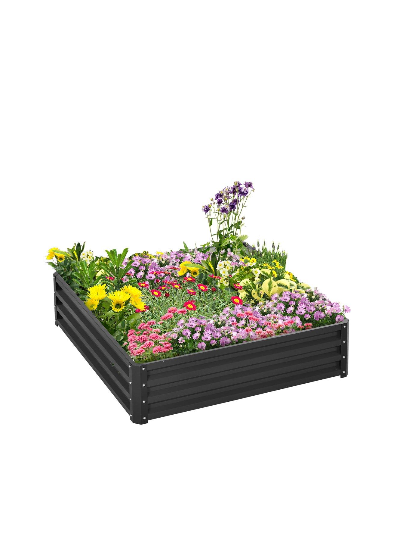 OutSunny Raised Garden Bed Frame Outdoor Planter Kit for Flowers ...