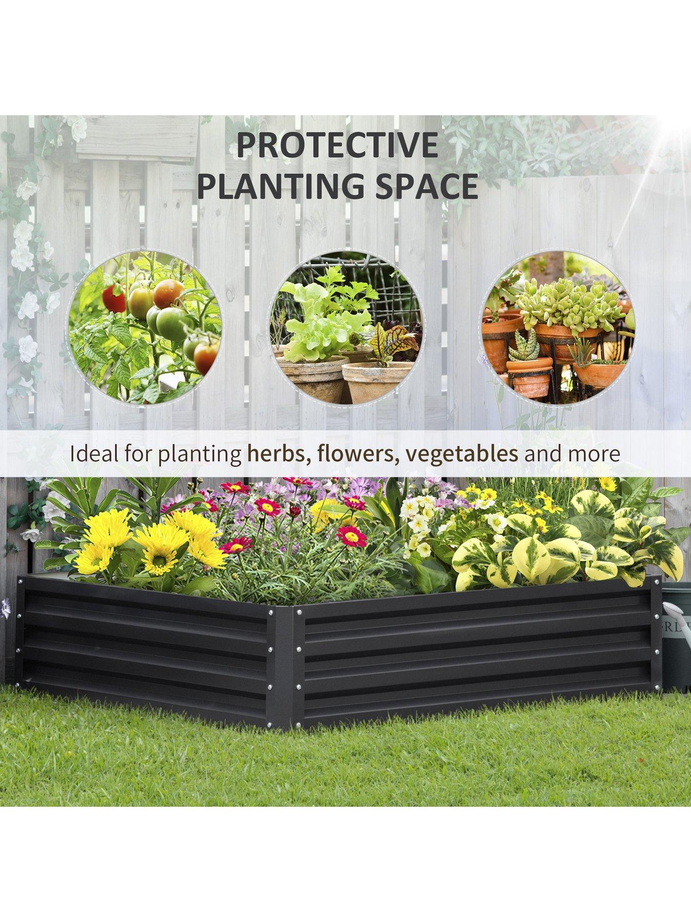 OutSunny Raised Garden Bed Frame Outdoor Planter Kit for Flowers ...