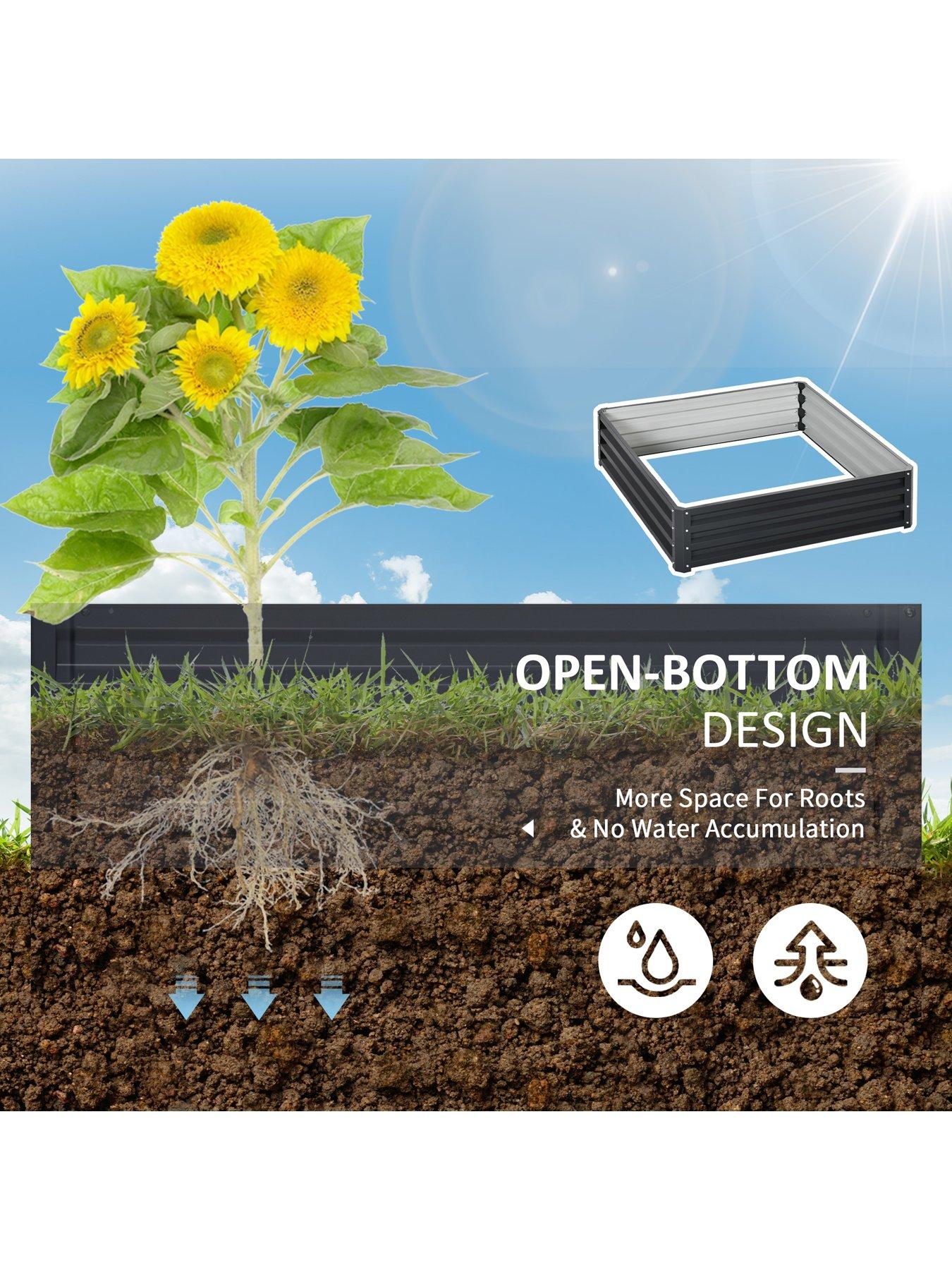 OutSunny Raised Garden Bed Frame Outdoor Planter Kit for Flowers ...