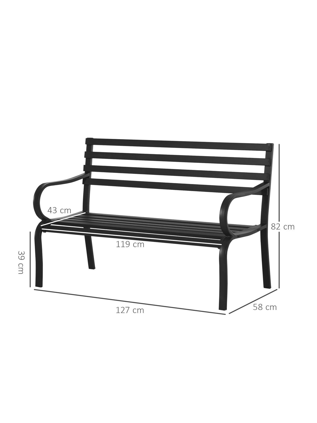 OutSunny 2-Seat Metal Bench - Black | Very